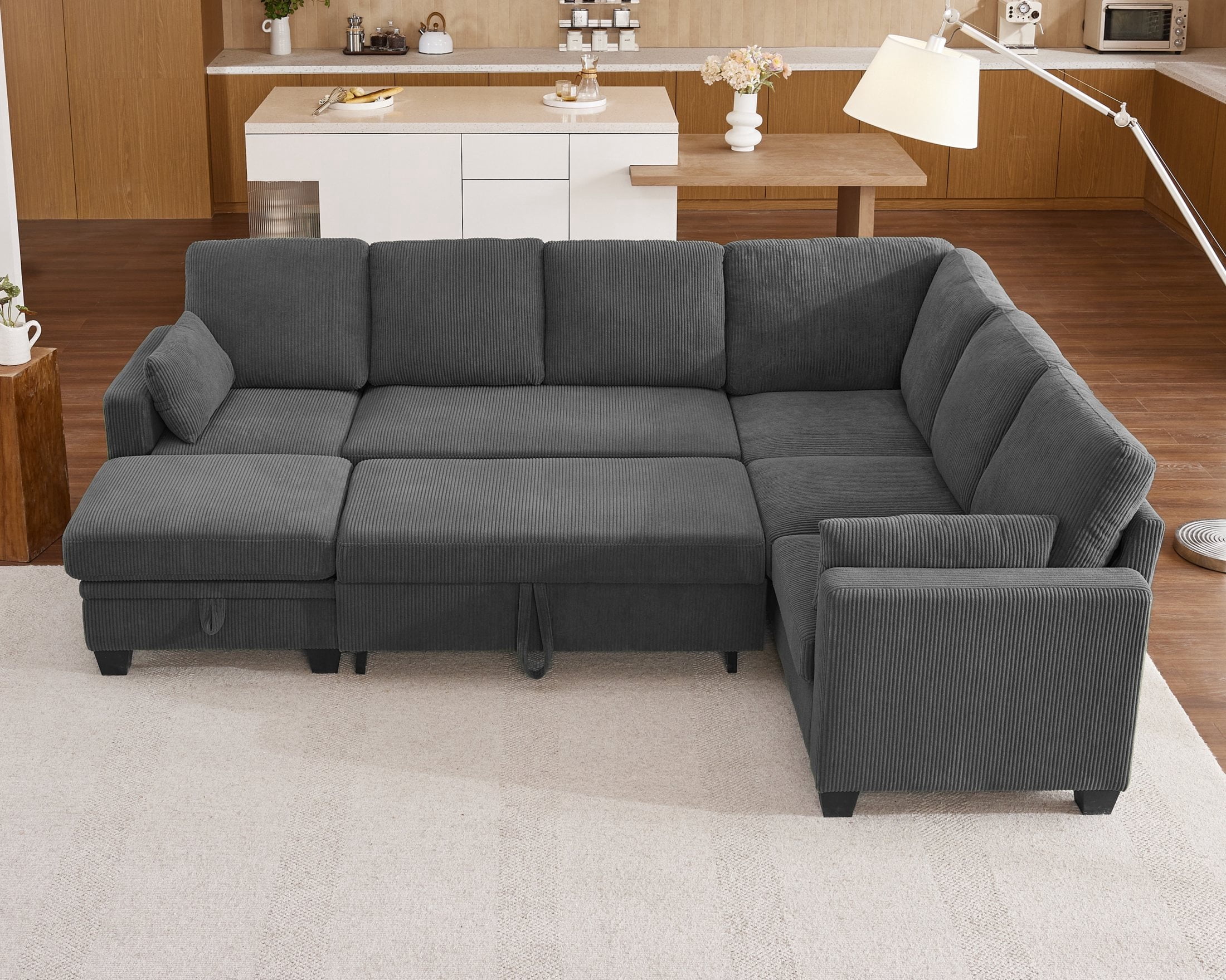 CHIC HOUSE 106" Modular Sectional Sleeper Sofa Bed, Sectional Couch ...