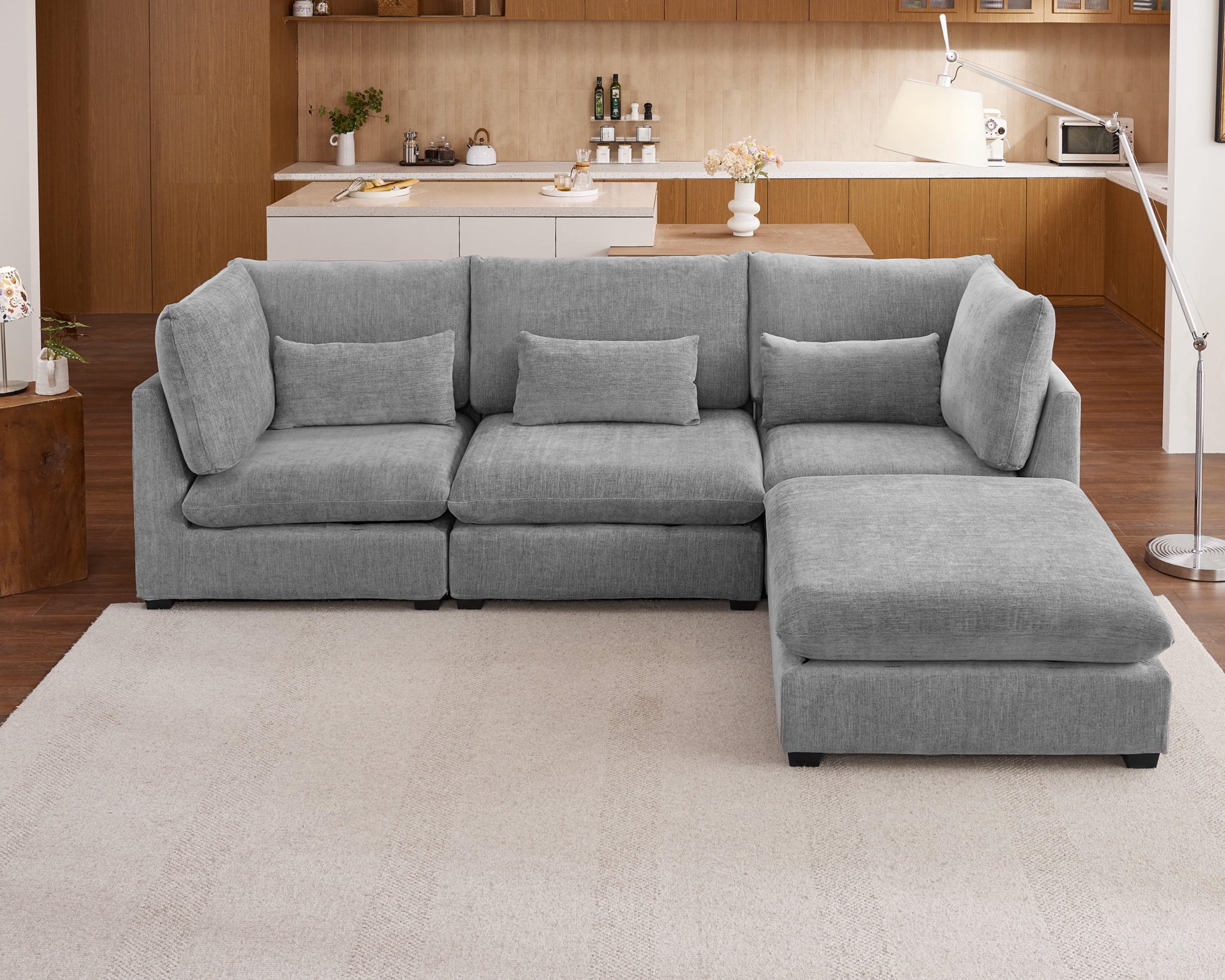 CHIC HOUSE 120" Oversized Modular Sectional,Cloud Chenille Sofa Large ...