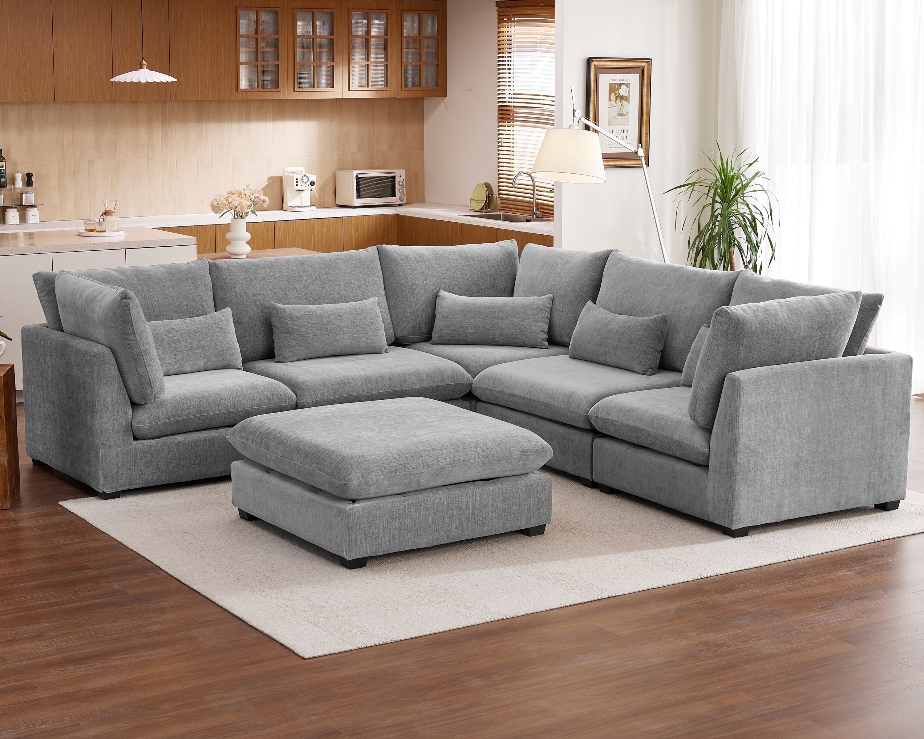CHIC HOUSE 126" Oversized Modular Sofa, Extra Deep Cloud Sectional ...