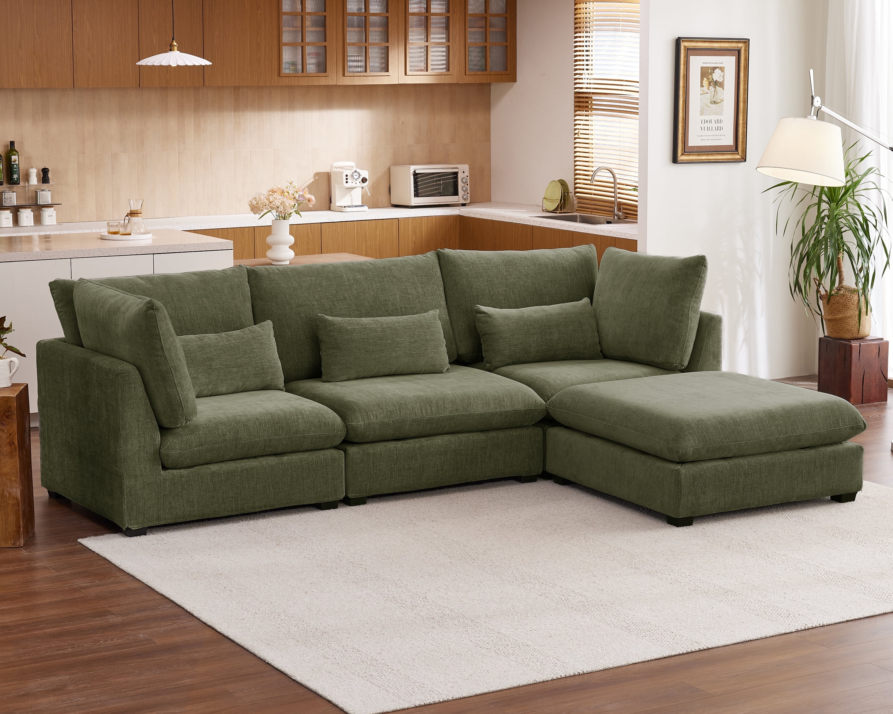CHIC HOUSE 120"Oversized Modular Sectional,Cloud Chenille Sofa Wide ...