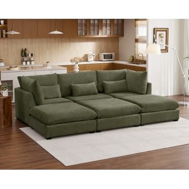 CHIC HOUSE 120" Oversized Modular Sectional Sofa, Deep Seat Corduroy ...