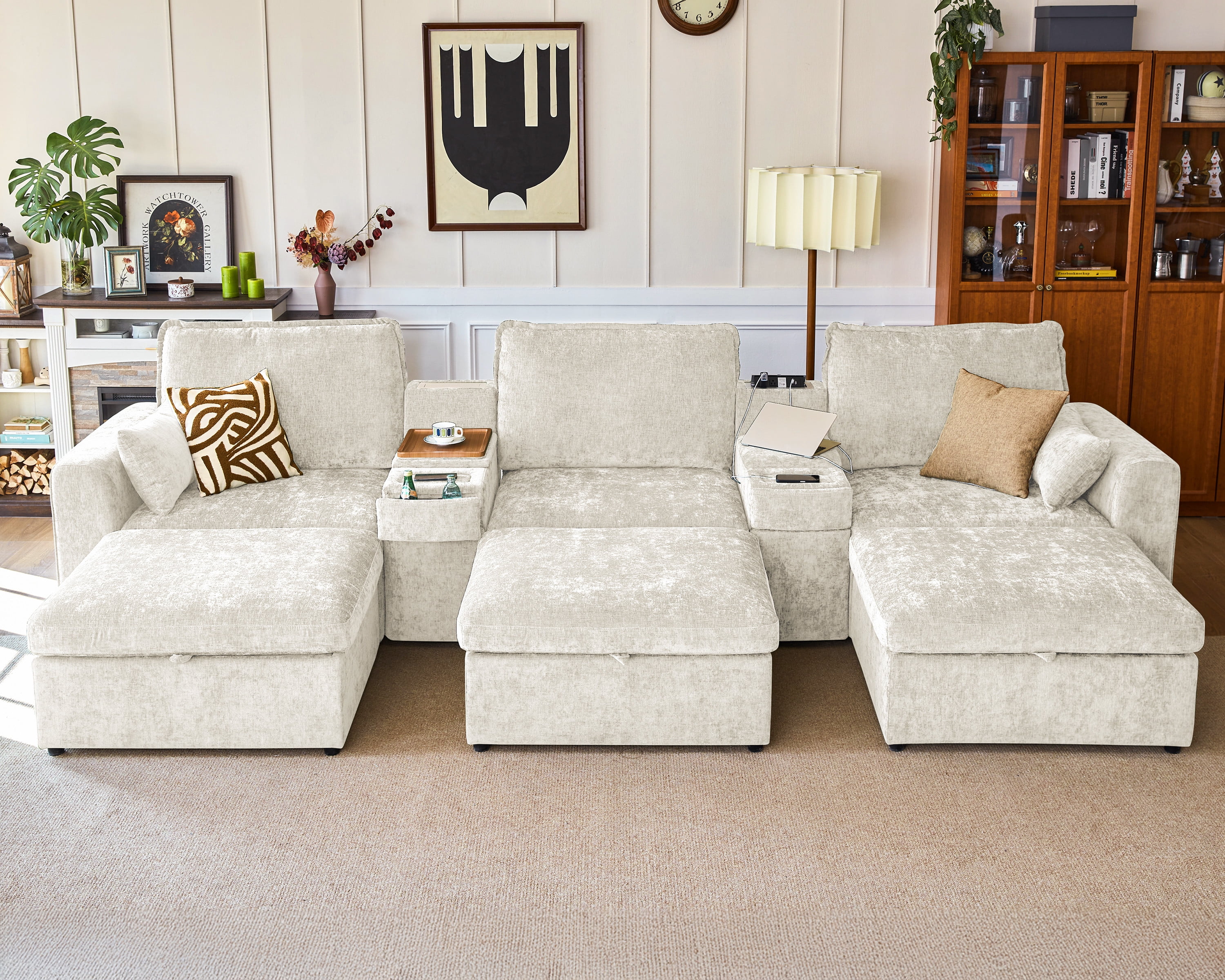 CHIC HOUSE 152.4"Oversized Modular Sofa Bed Cloud Couch Sectional ...