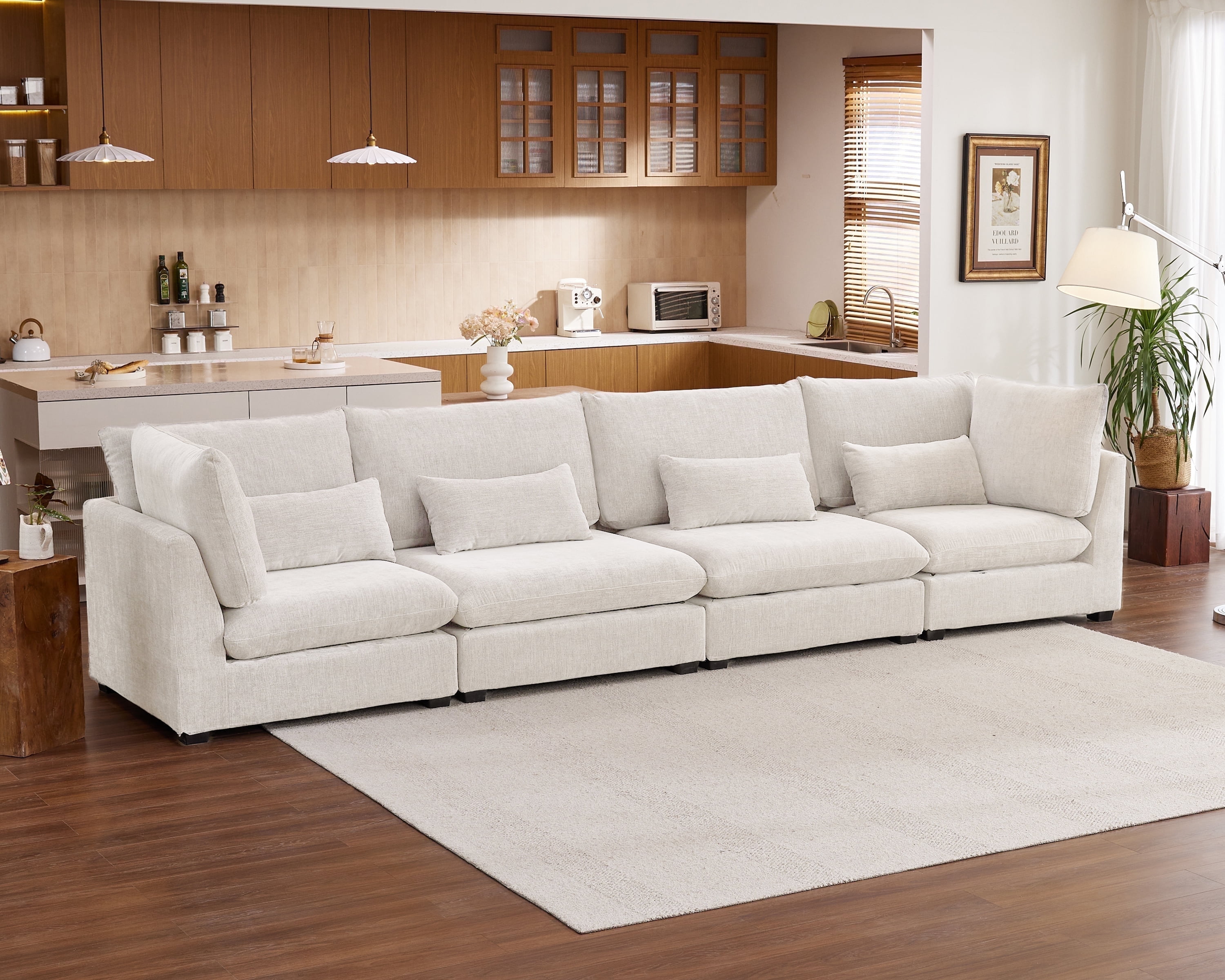 CHIC HOUSE 160" L-Shaped Sectional Couch with Reversible Chaise – 4 ...