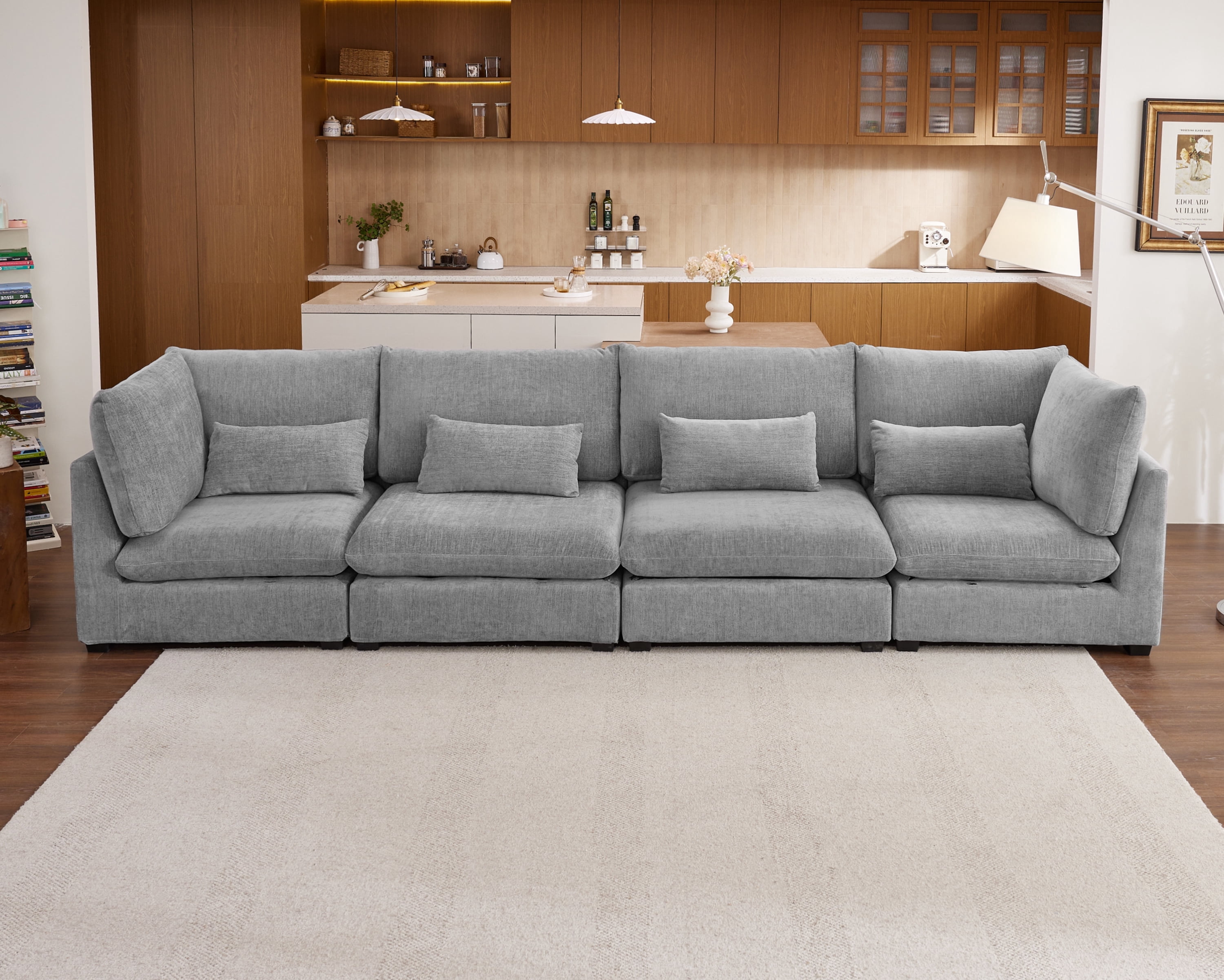 CHIC HOUSE 160"Oversized Modular Sectional,Cloud Chenille Sofa Wide ...