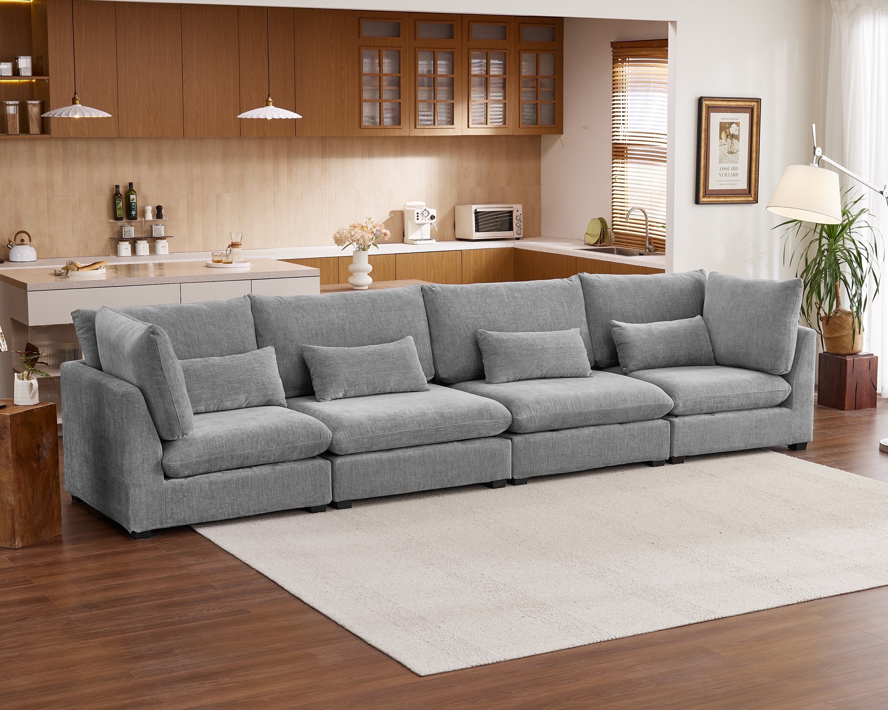 CHIC HOUSE Cloud Oversized Modular Sofa, 160" Corduroy Wide Seat ...