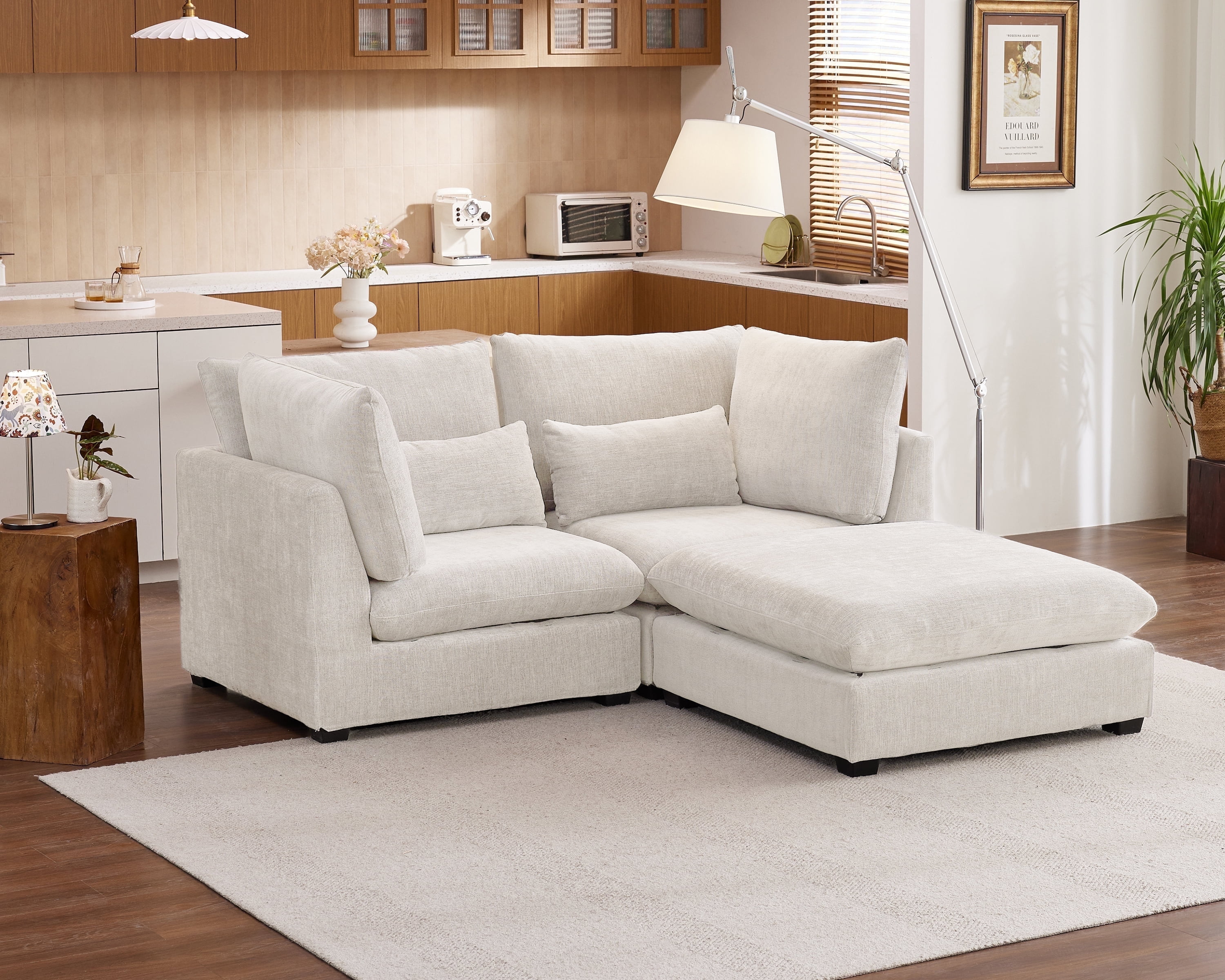 CHIC HOUSE Cloud Oversized Modular Sofa,80" Corduroy Wide Seat ...