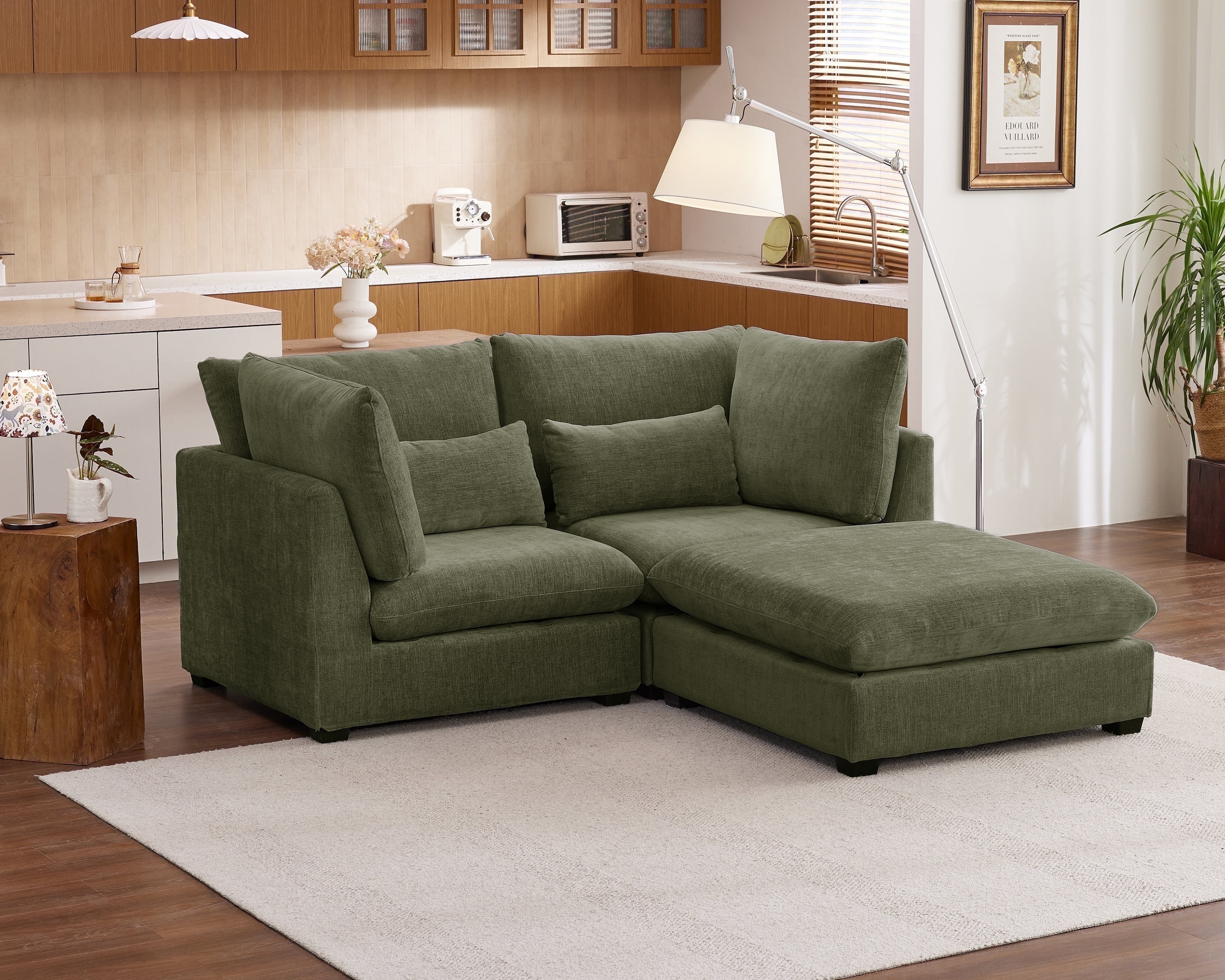 CHIC HOUSE 84" Oversized Modular Sofa, Extra Deep Cloud Chenille ...