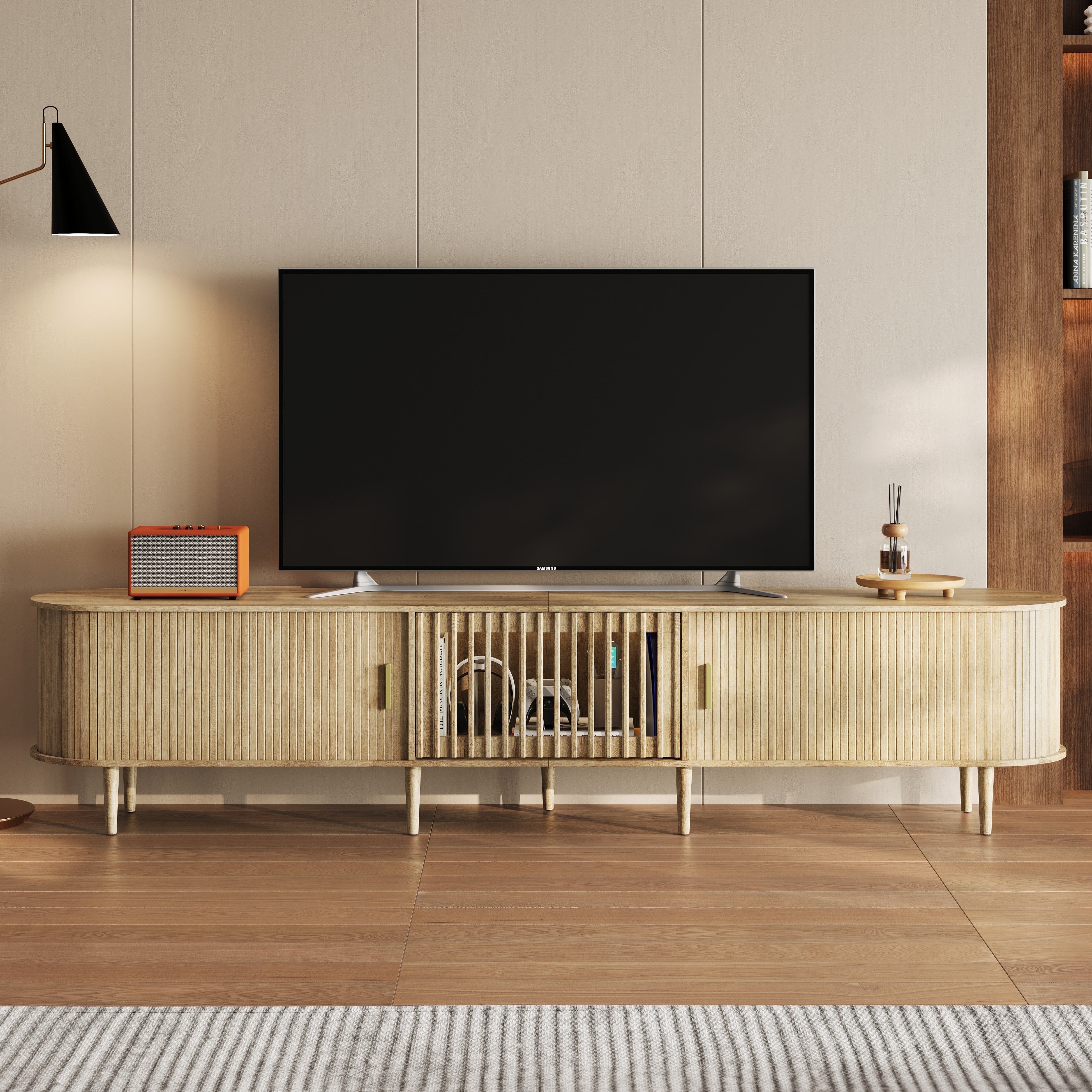 CHIC HOUSE 95" Extra Long TV Stand for 80/90/100" TVs with LED Light ...