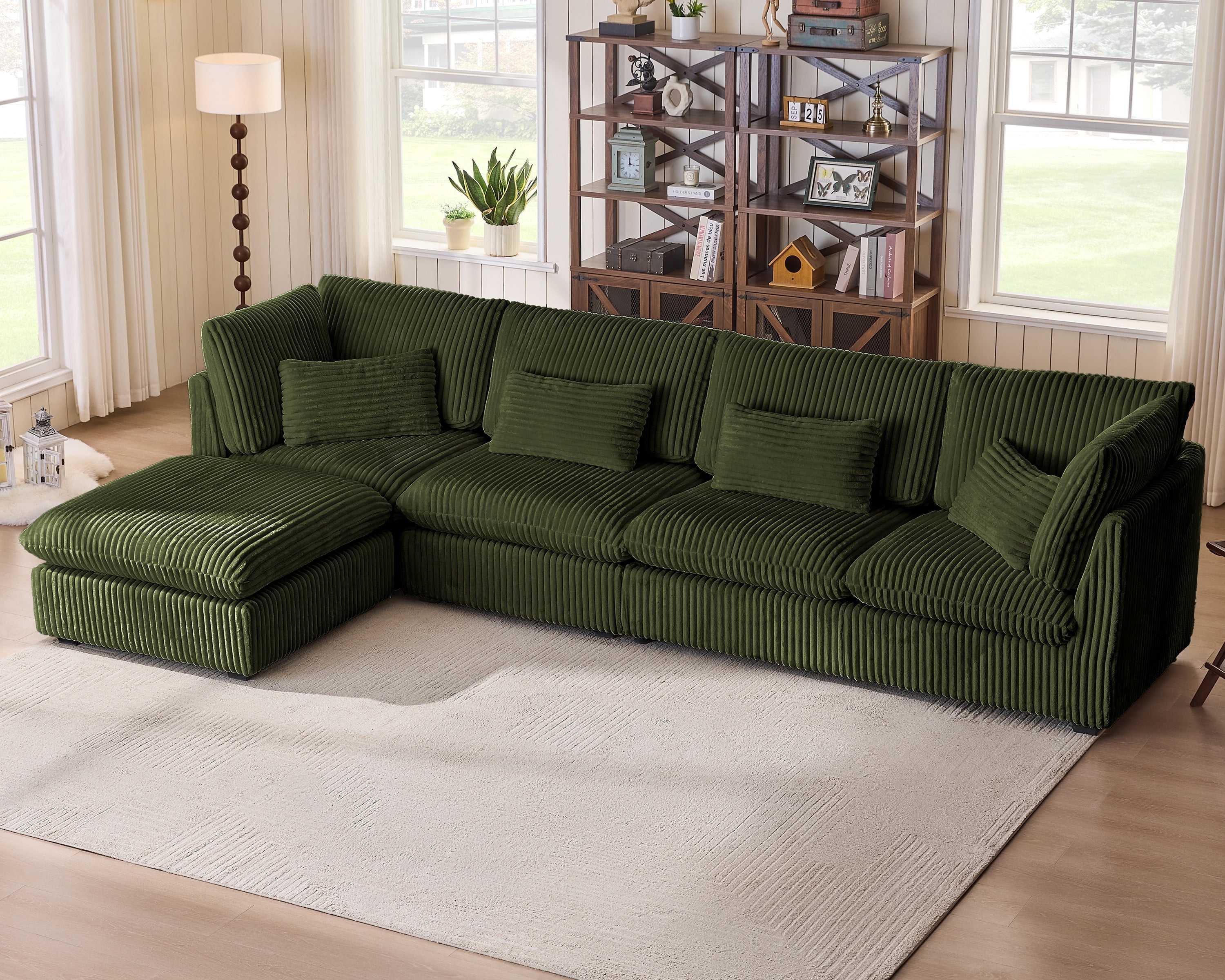 CHIC HOUSE Cloud Modular Sectional Sofa, Oversized Deep Seat Corduroy ...
