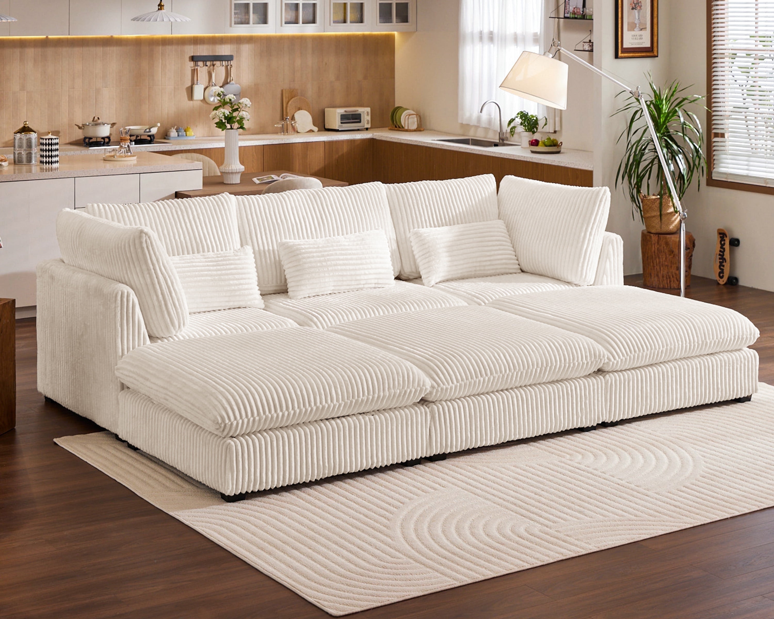 CHIC HOUSE Cloud Oversized Modular Sofa, 160" Corduroy Wide Seat ...