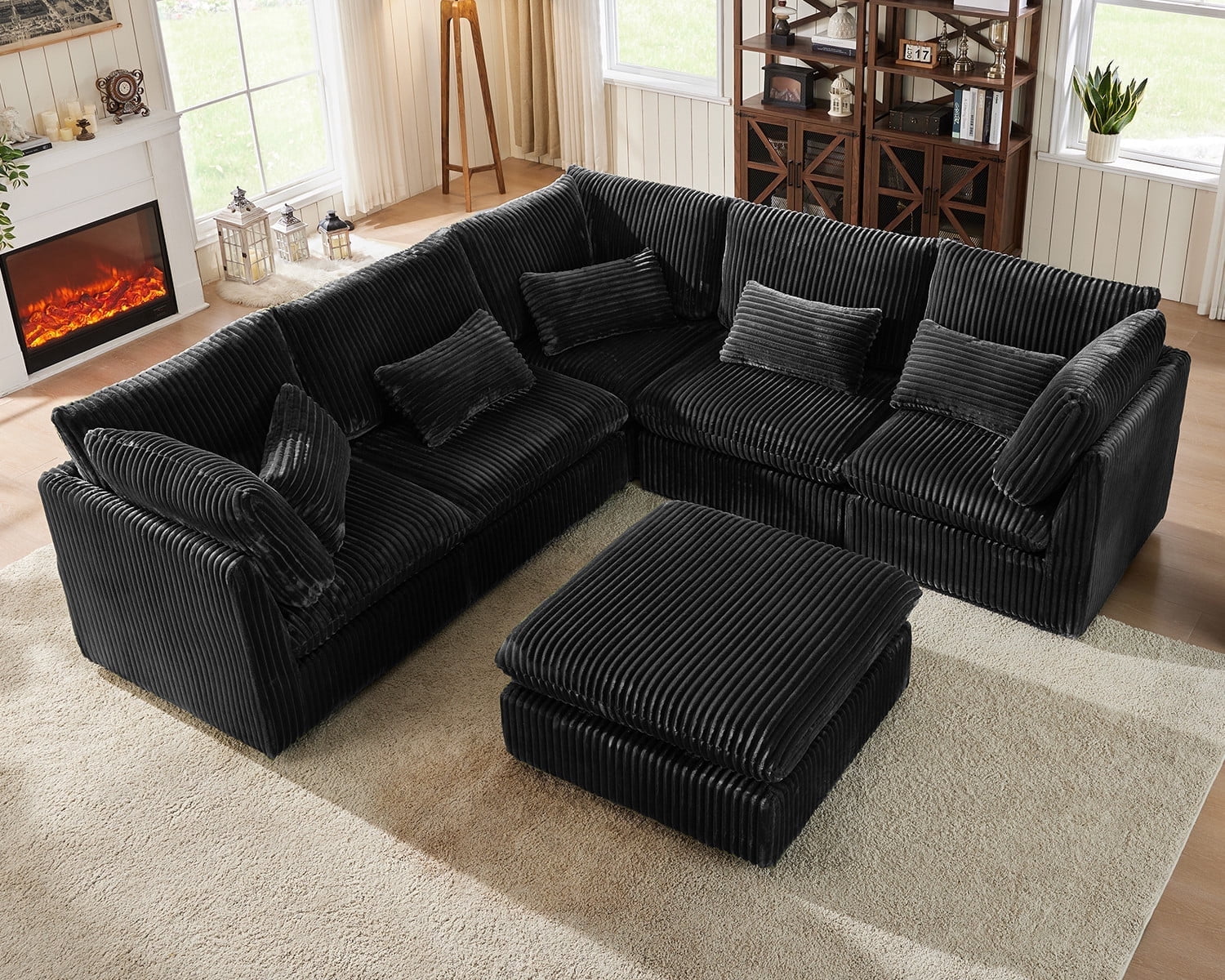 CHIC HOUSE Oversized Modular Sofa,Extra Deep Cloud Corduroy Sectional ...
