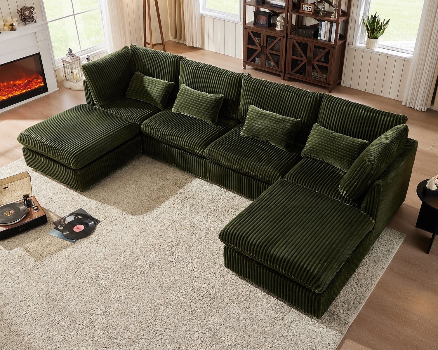 CHIC HOUSE Oversized Modular Sofa,Extra Deep Cloud Corduroy Sectional ...