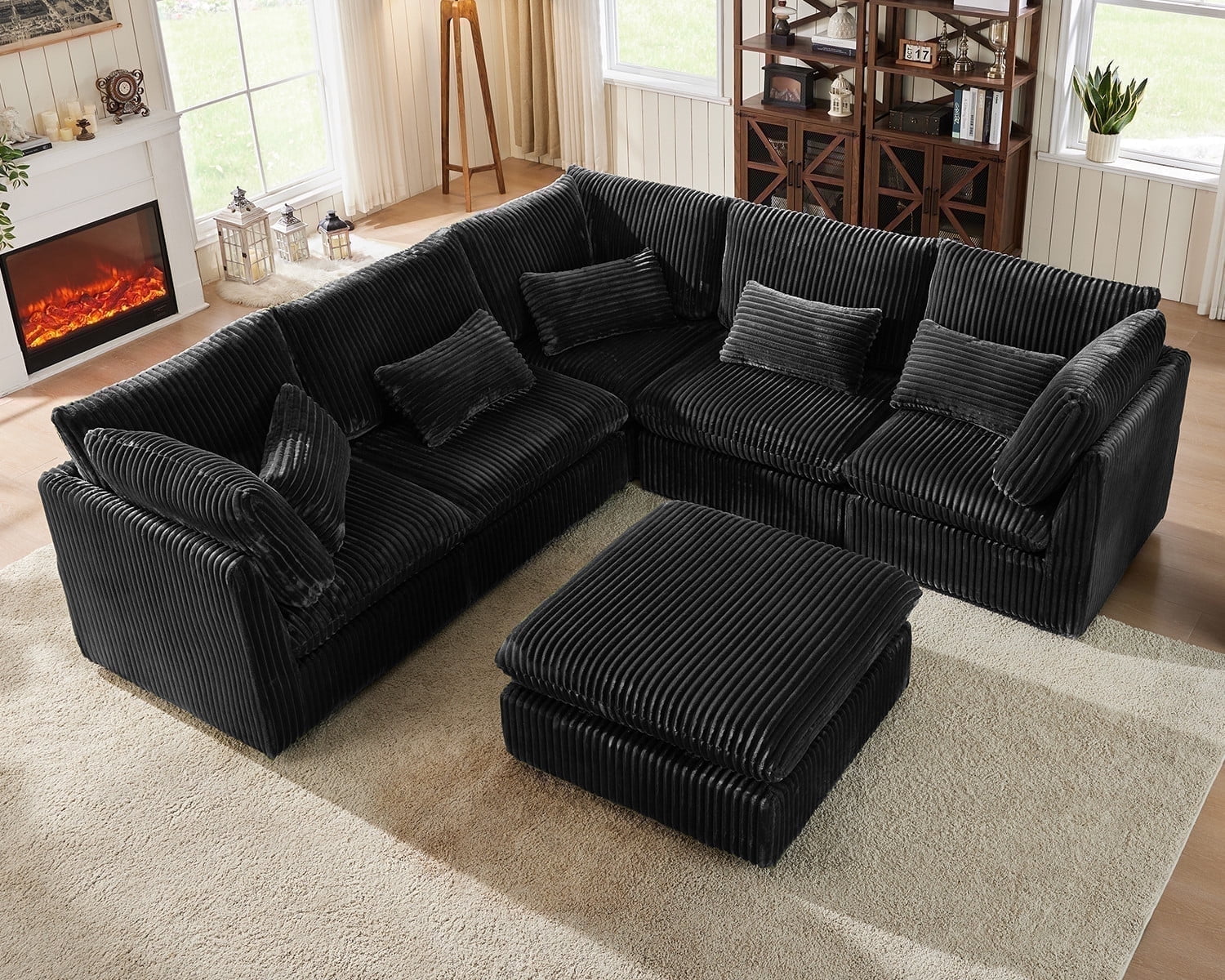 CHIC HOUSE Oversized Modular Sofa,Extra Deep Cloud Corduroy Sectional ...