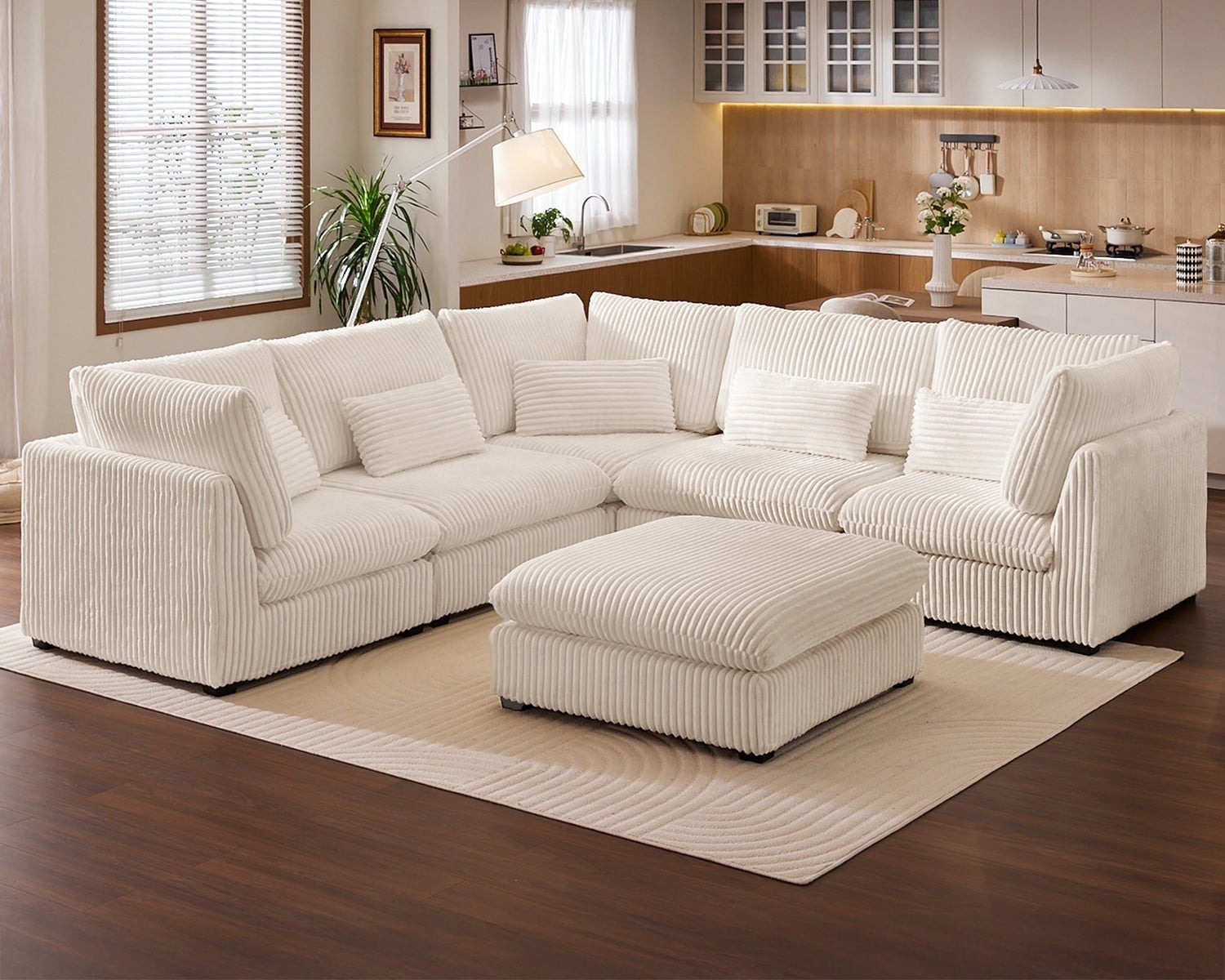 CHIC HOUSE Oversized Modular Sofa,Extra Deep Cloud Corduroy Sectional ...