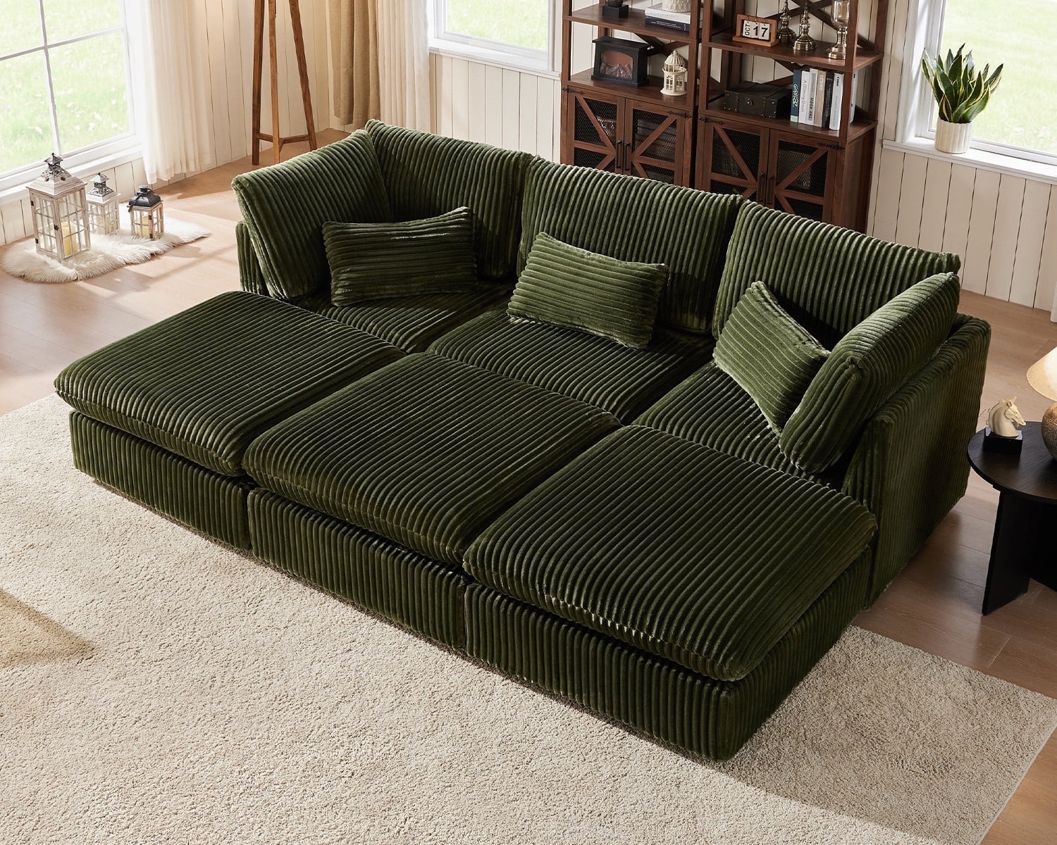 CHIC HOUSE Oversized Modular Sofa,Extra Deep Cloud Corduroy Sectional ...