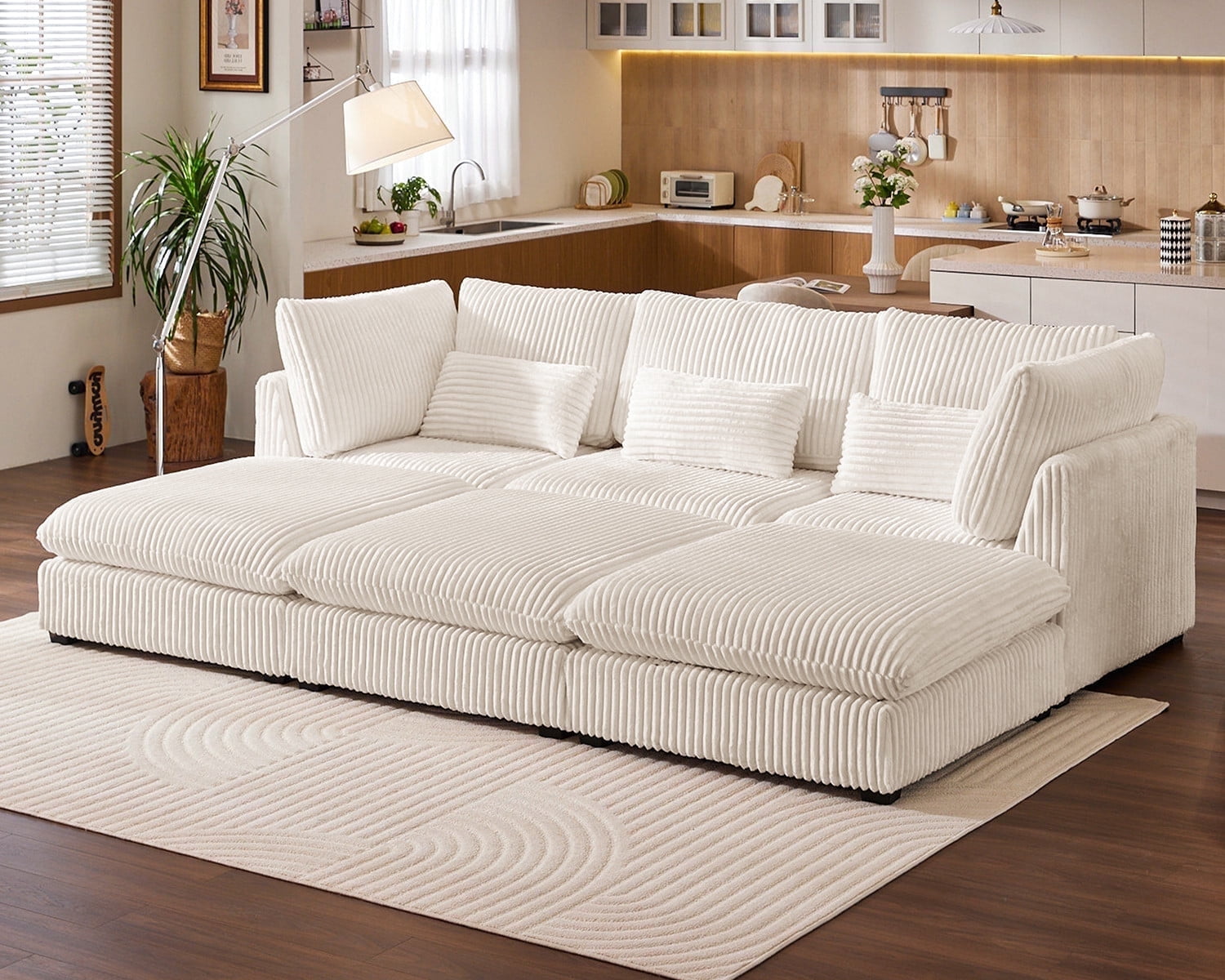 CHIC HOUSE Oversized Modular Sofa,Extra Deep Cloud Corduroy Sectional ...