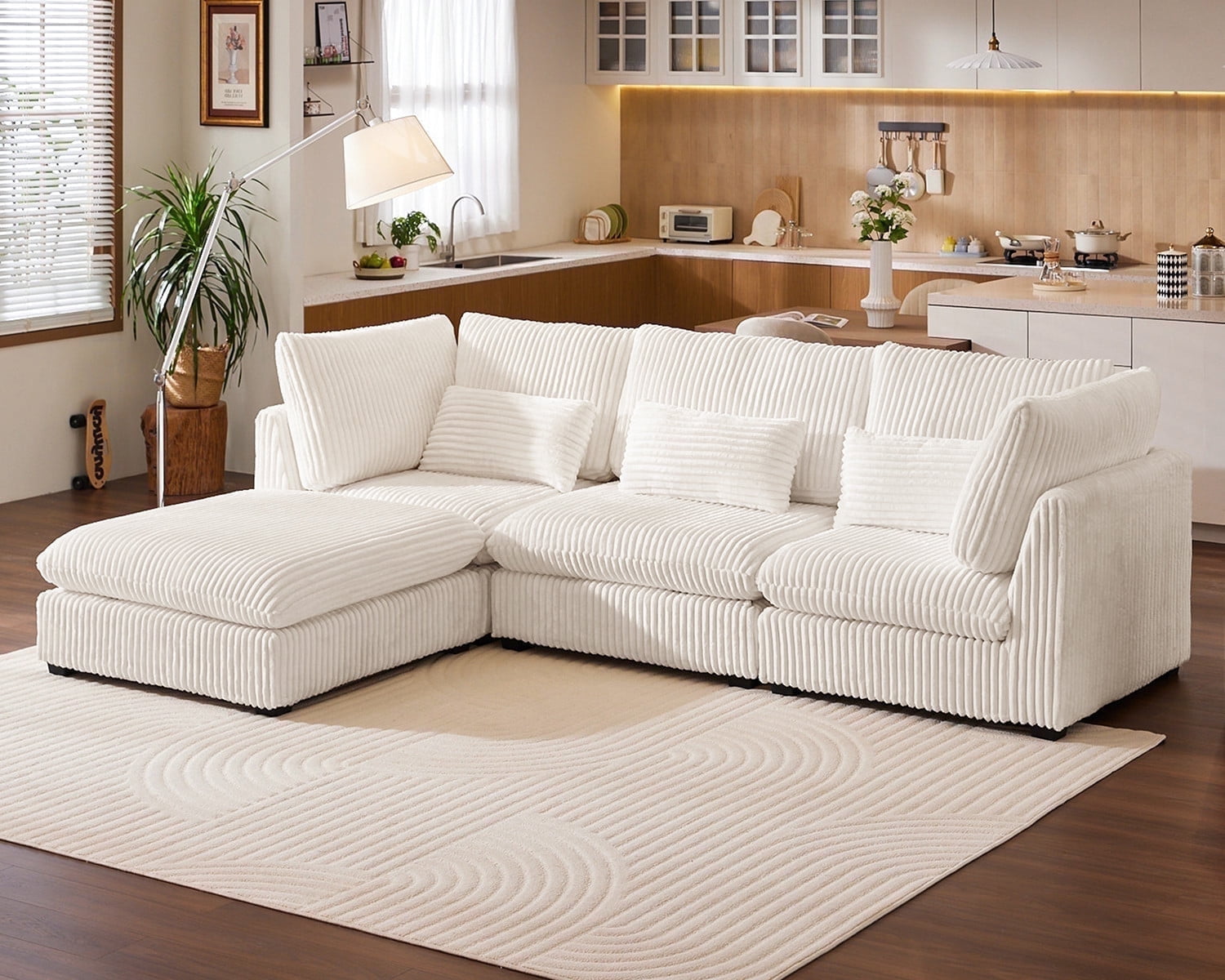 CHIC HOUSE Oversized Modular Sofa,Extra Deep Cloud Corduroy Sectional ...