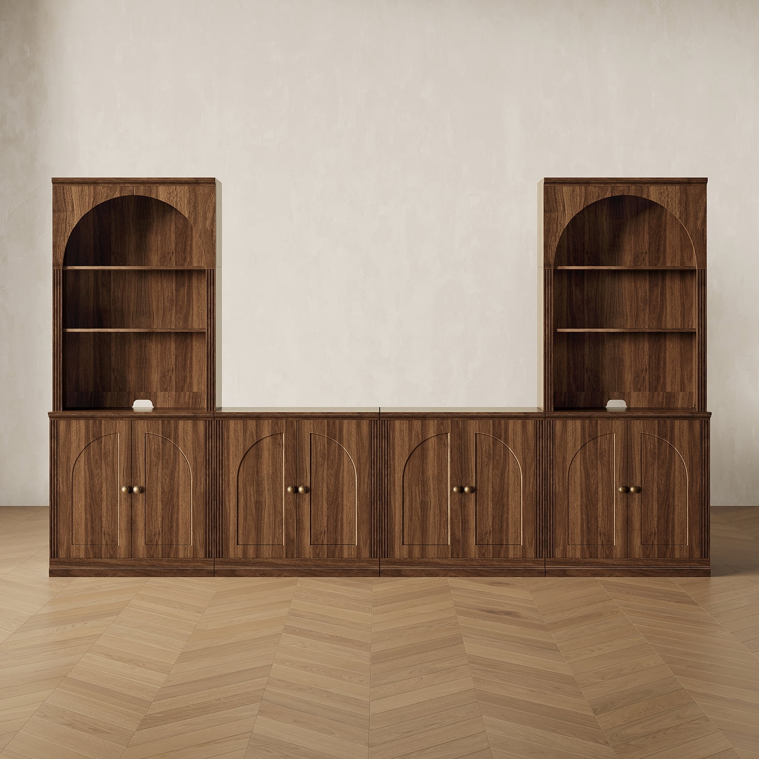 CHIC HOUSE 4 Piece Modular Entertainment Center with Storage, Farmhouse ...