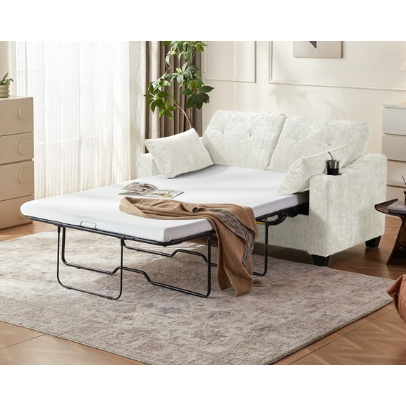 CHIC HOUSE Pull Out Sofa Bed Couch Full Size with Mattress USB ...