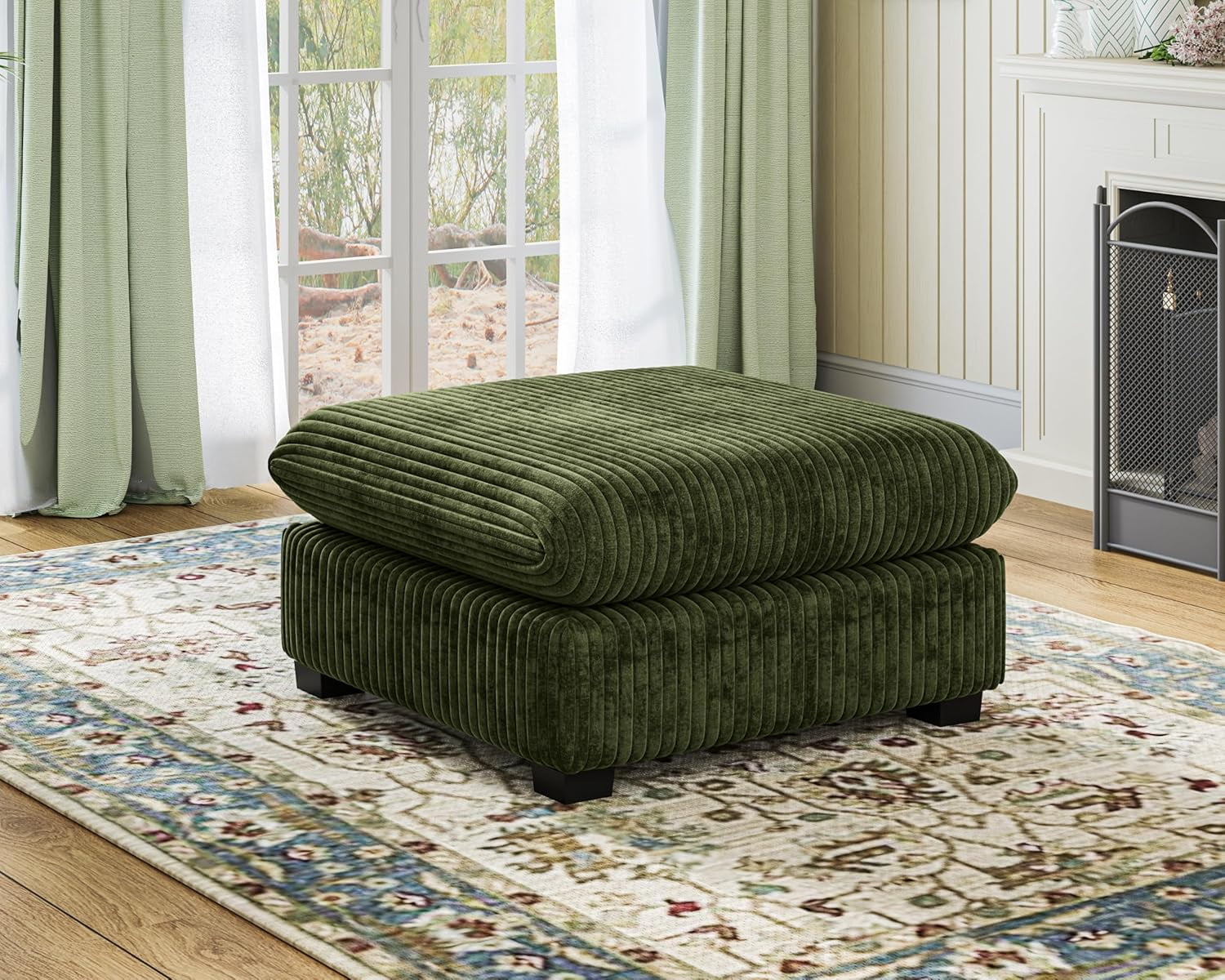 CHIC HOUSE Modular Sectional Ottoman,Plush Corduroy Upholstered Chaise ...