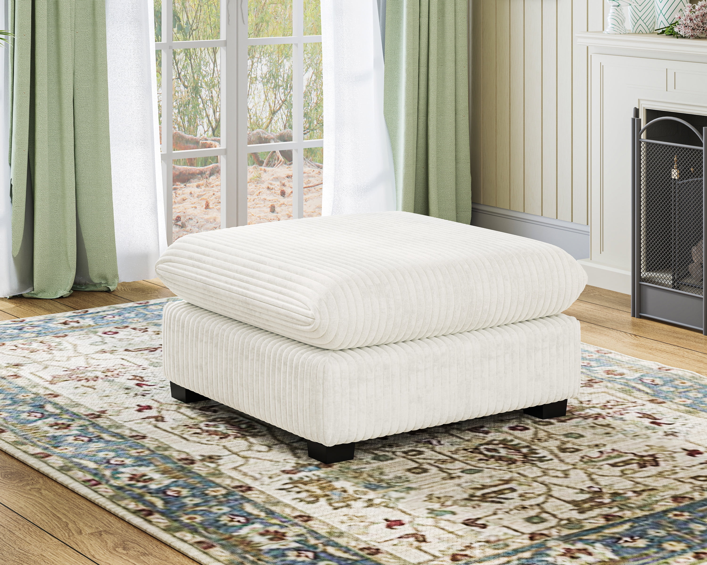 CHIC HOUSE Modular Sectional Ottoman,Plush Corduroy Upholstered Chaise ...