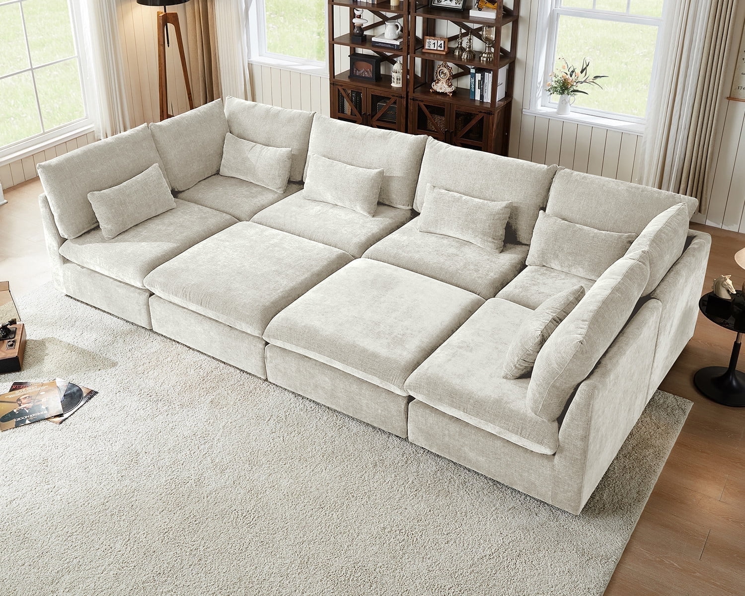 CHIC HOUSE Oversized Modular Sofa,Extra Deep Cloud Corduroy Sectional ...