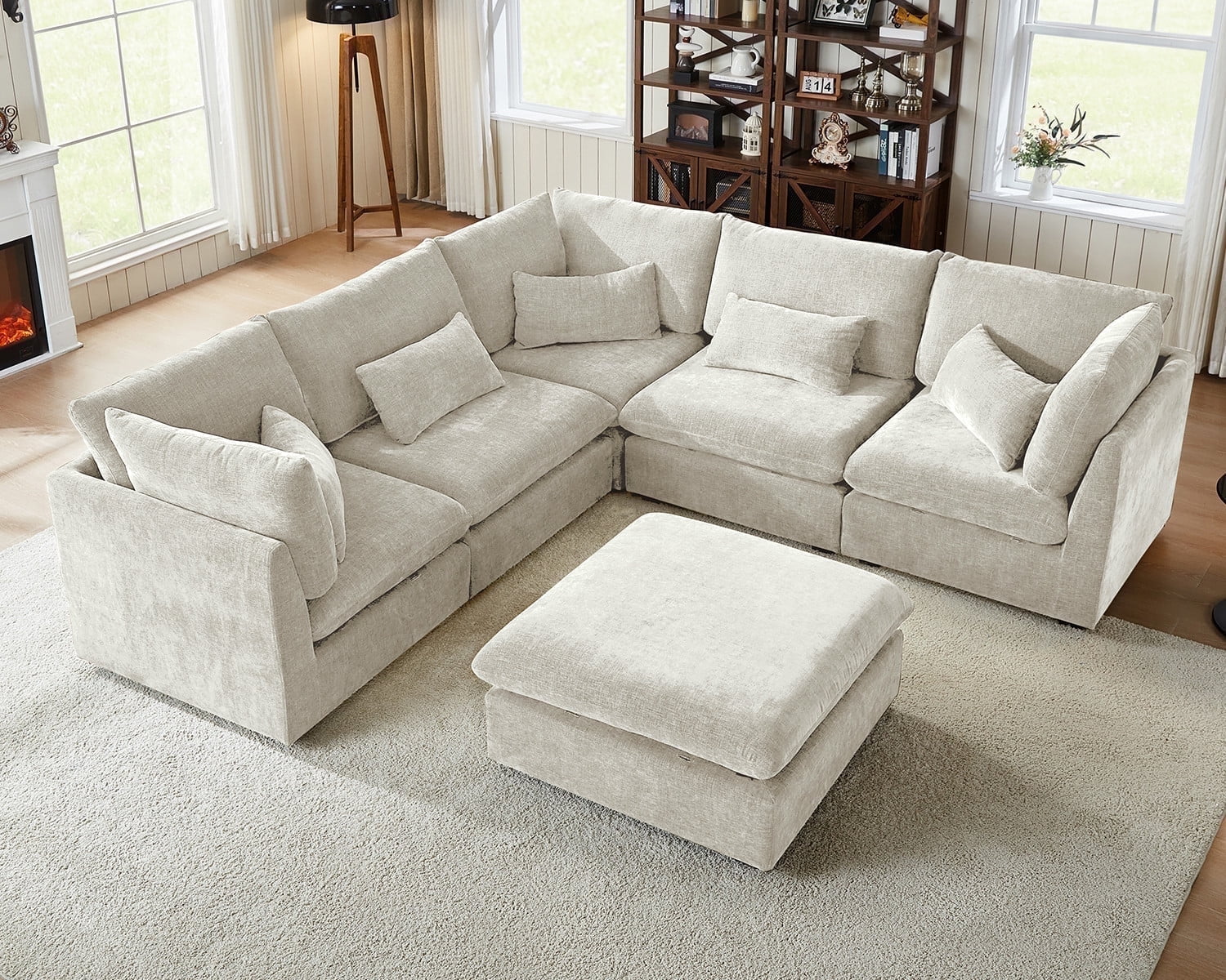 CHIC HOUSE Oversized Modular Sofa,Extra Deep Cloud Corduroy Sectional ...