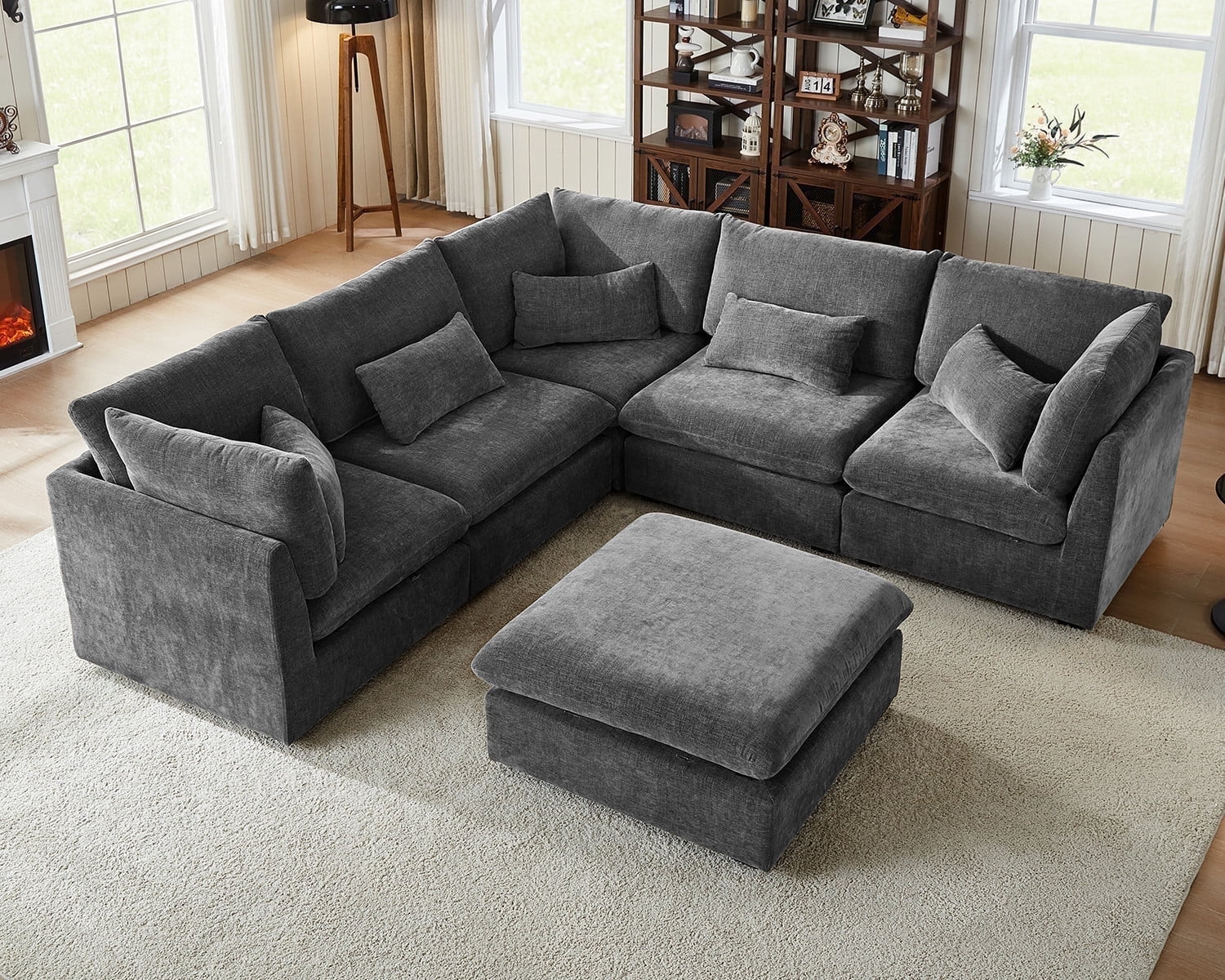 CHIC HOUSE Oversized Modular Sofa,Extra Deep Cloud Corduroy Sectional ...