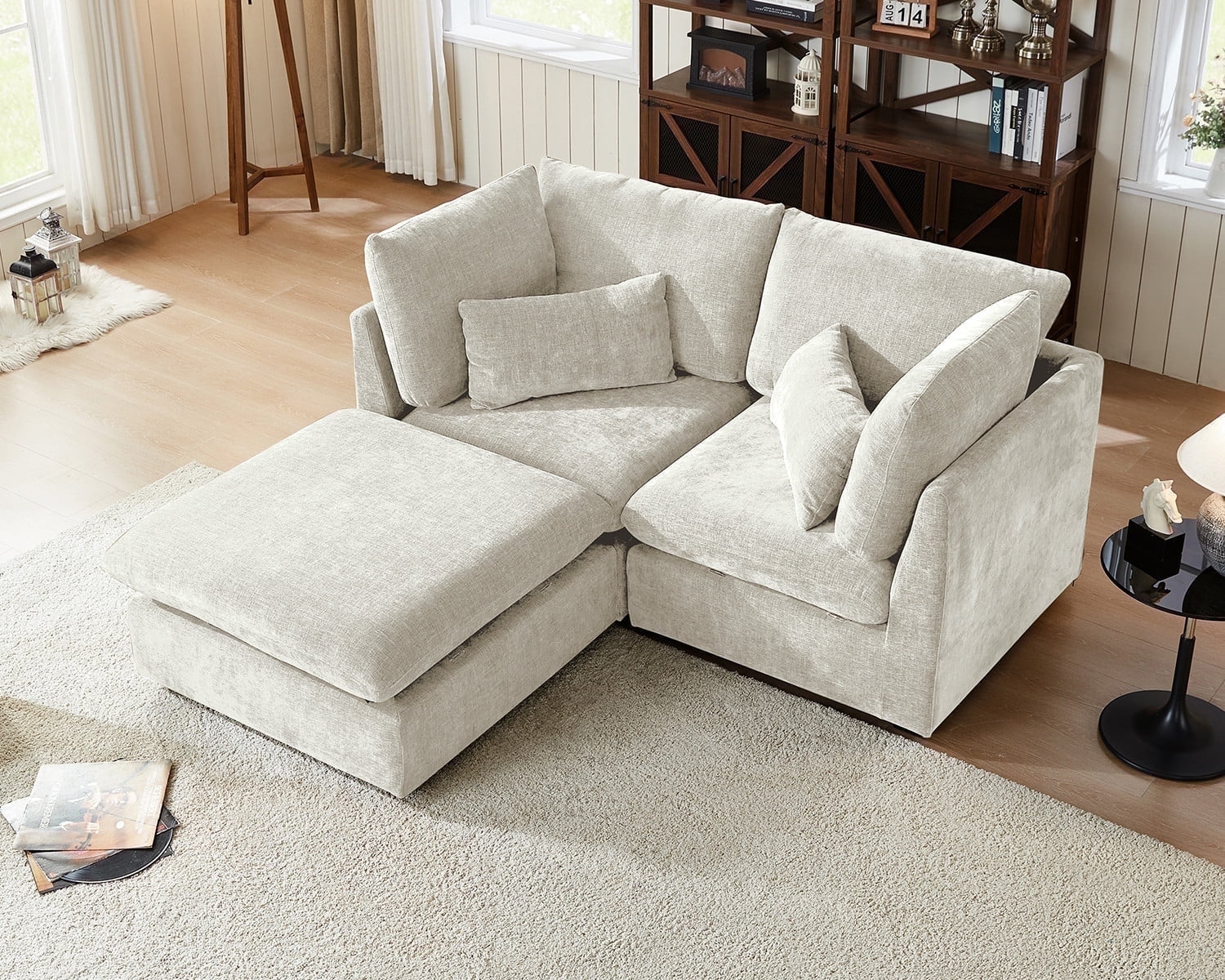 CHIC HOUSE Oversized Modular Sofa,Extra Deep Cloud Corduroy Sectional ...