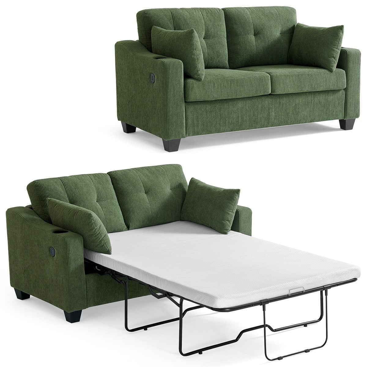 CHIC HOUSE Pull Out Sofa Bed Full Size Sleeper Sofa with Mattress ...