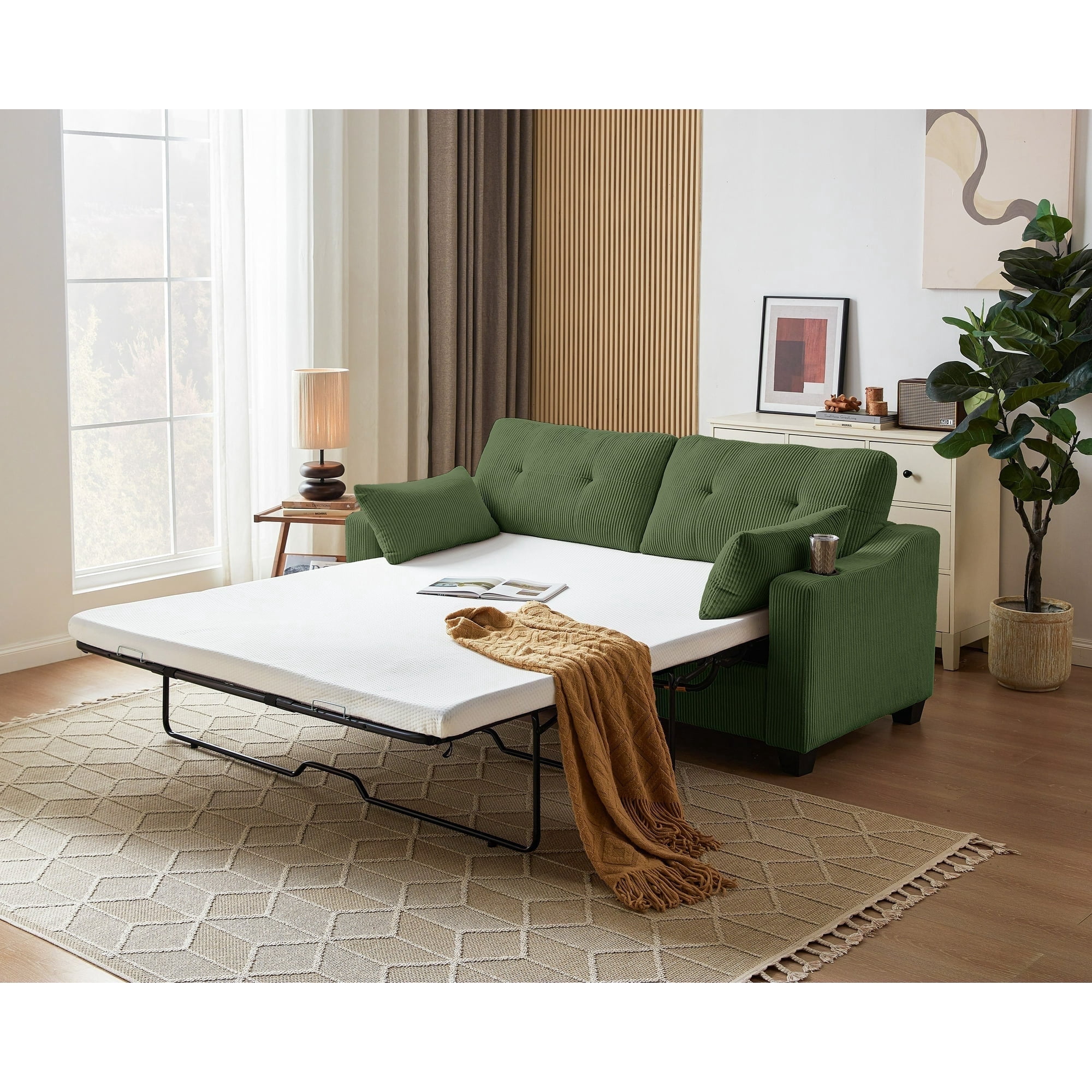 CHIC HOUSE Pull Out Sofa Bed,Queen Size Sleeper Sofa,2-in-1 Convertible ...
