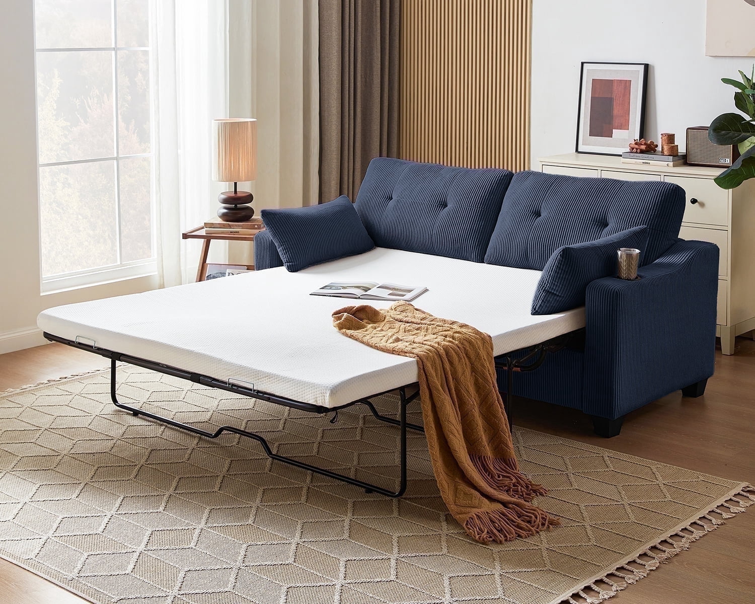 CHIC HOUSE Pull Out Sofa Bed Couch Full Size with Mattress USB ...