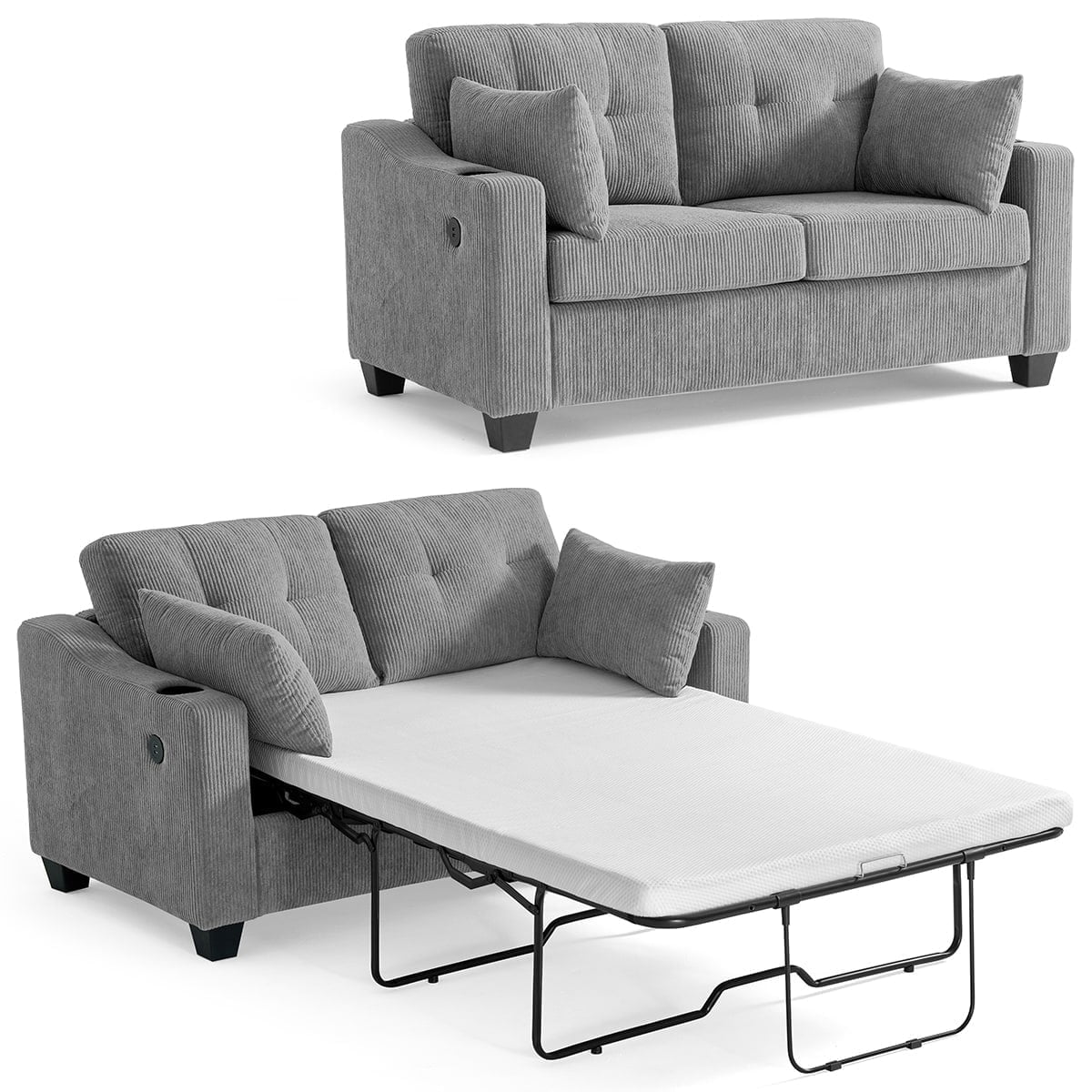 CHIC HOUSE Pull Out Sofa Bed Full Size Sleeper Sofa with Mattress ...