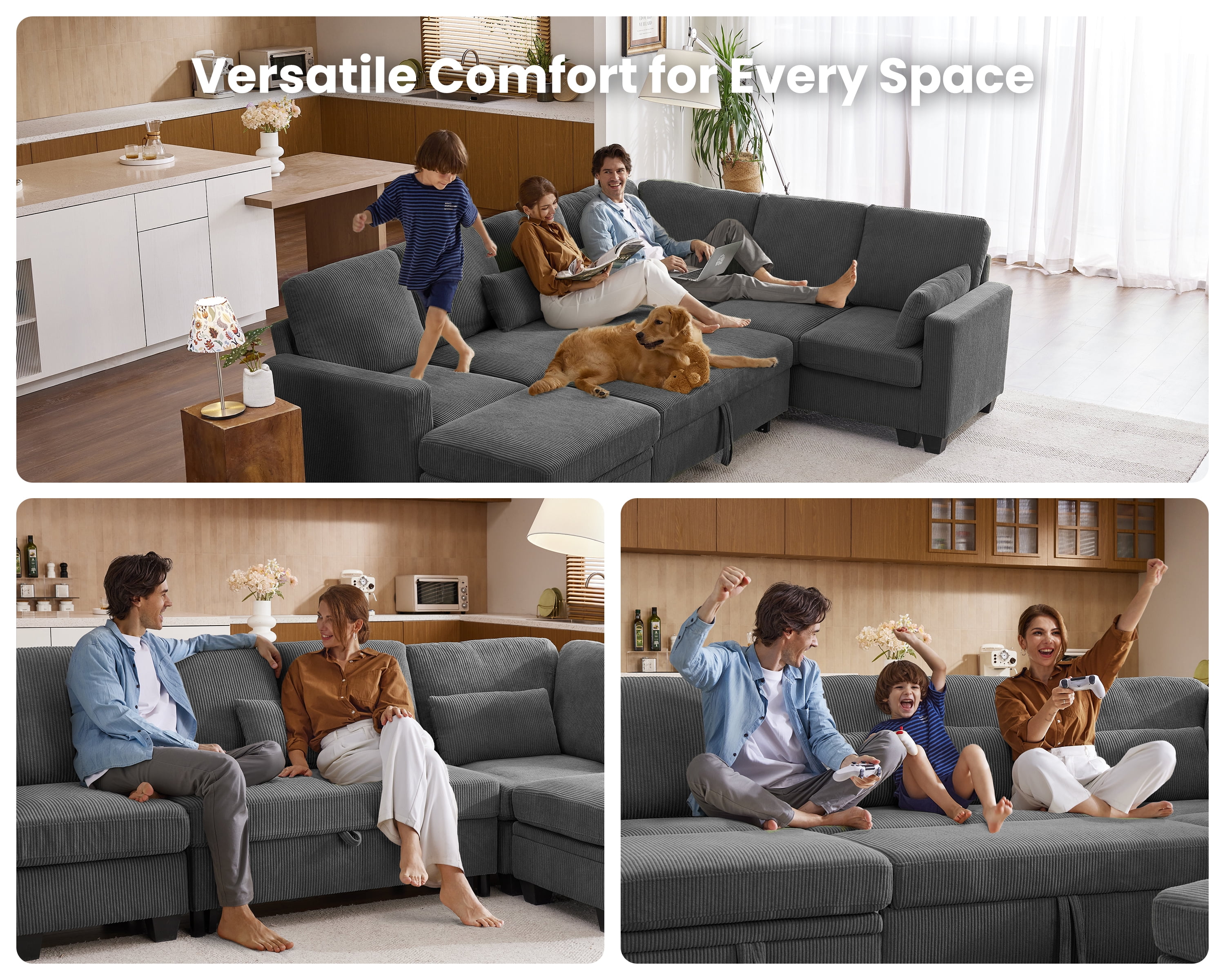 CHIC HOUSE Single Ottoman Module for Modular Sectional Sofa Storage ...