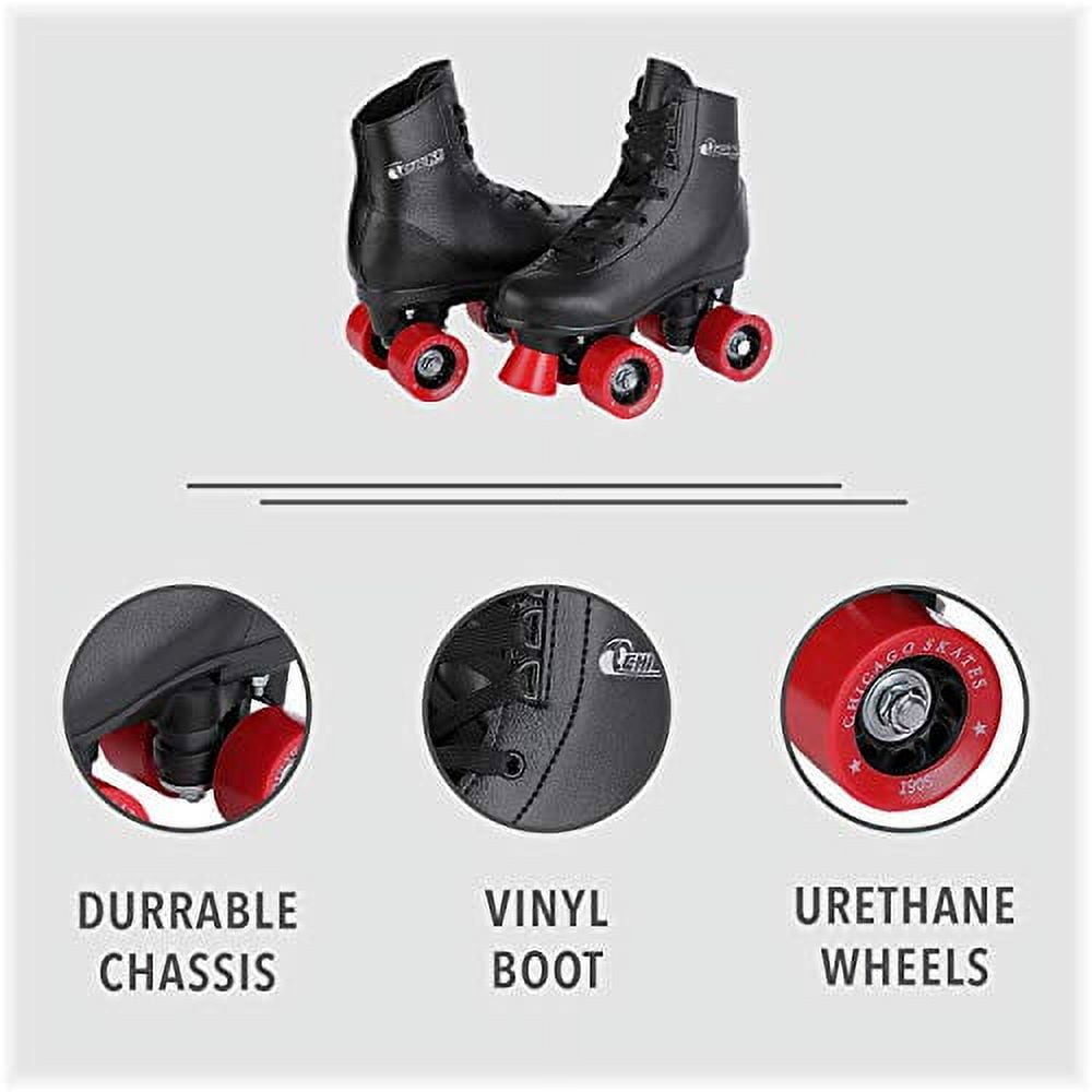 CHICAGO Boys Rink Roller Skate - Black Youth Quad Skates - Walmart.com