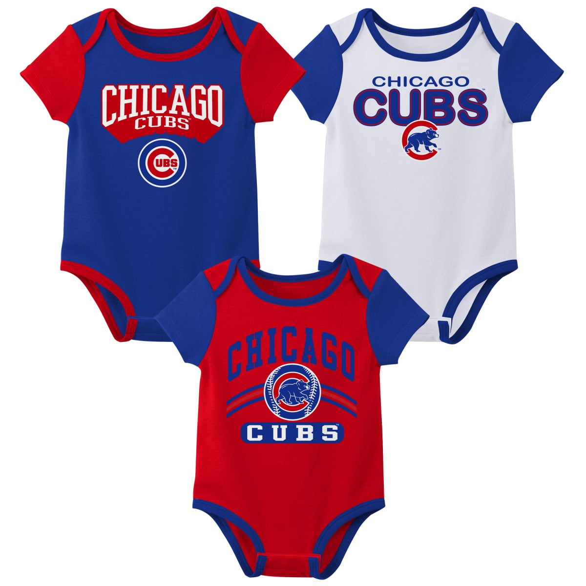 CHICAGO CUBS Infant Assort Color Cotton 3PK Short Sleeve Onsie ...