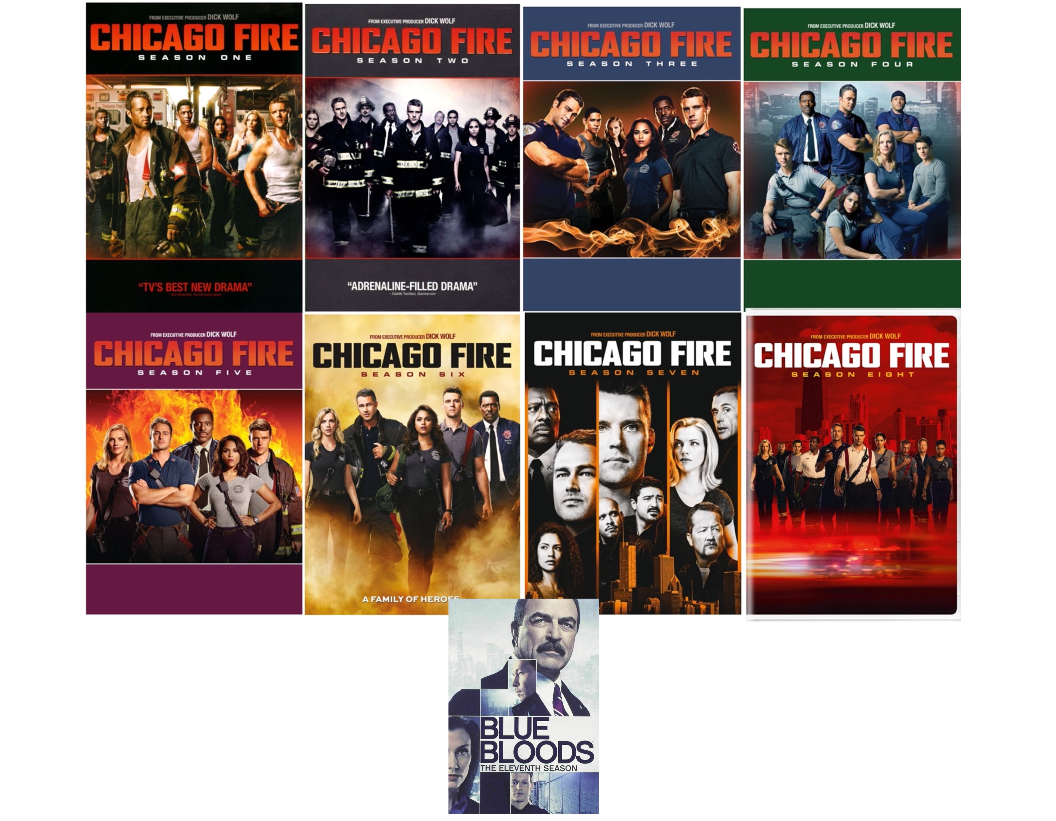 CHICAGO FIRE The Complete Series Season 1-8 DVD+ Free Bonus Blue Bloods ...