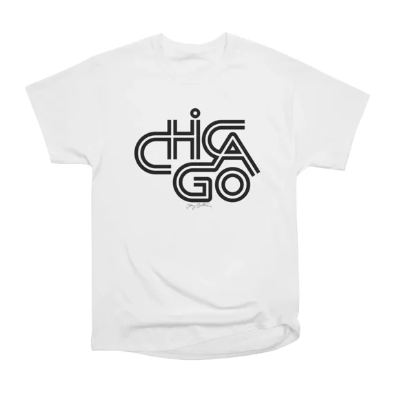 CHICAGO in Black Outline T-Shirt Tee Gift For Him Merch For Her Apparel ...