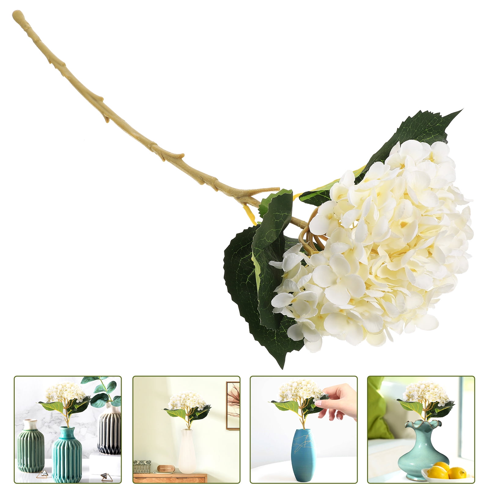 CHICHUMID 1 Set Lifelike Hydrangea Flower Stem White Round Realistic ...