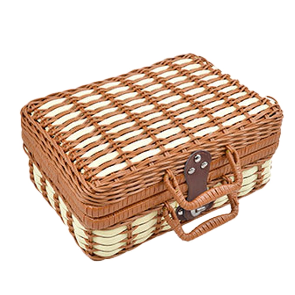 CHICHUMID 1Pack Rectangular Imitation Rattan Storage Basket Shelf Multi-Color for Home Use 30 ...