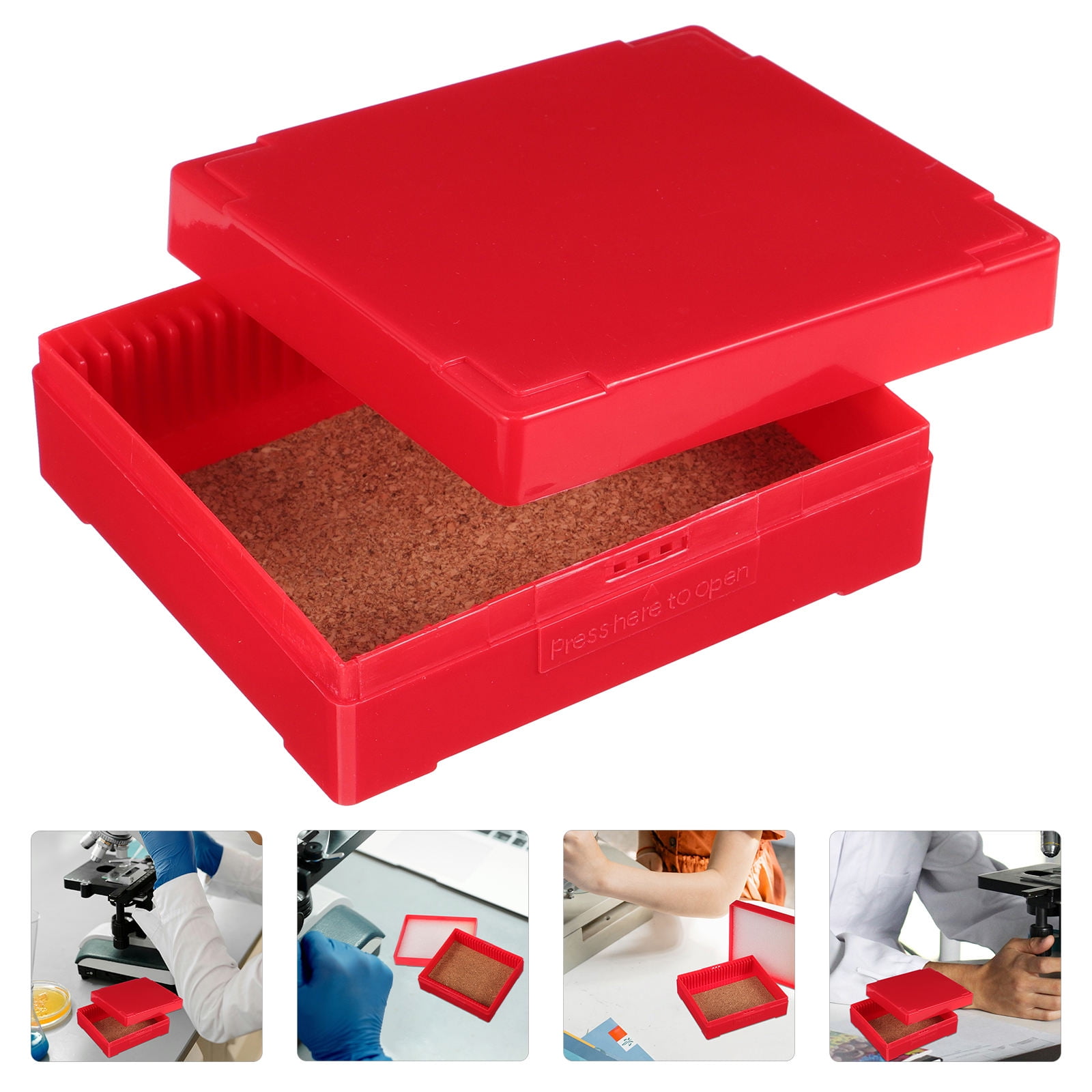 CHICHUMID Laboratory Slide Organizer Microscope Slide Storage Box Red ...