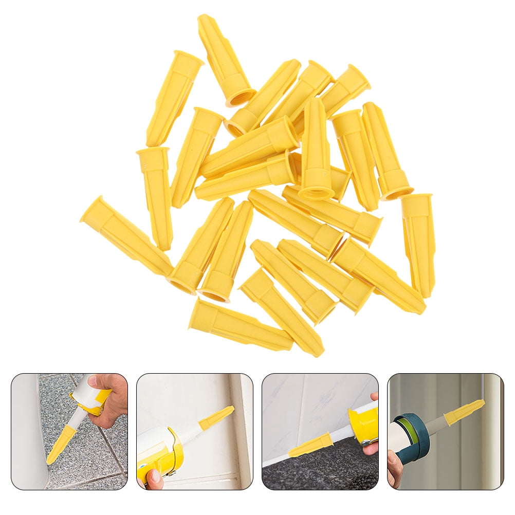 CHICHUMID 36 Pcs Caulk Nozzles Yellow Plastic Conical Caulk Tip Covers ...