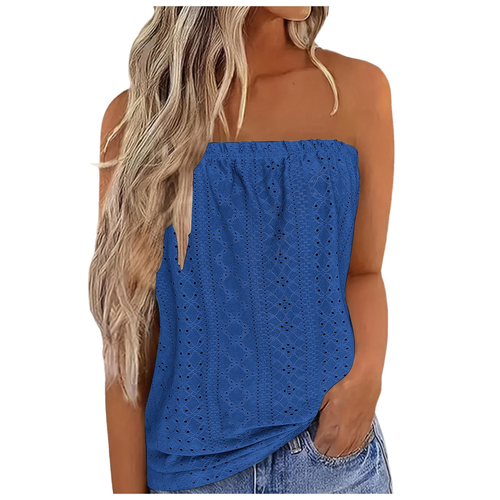 CHICLOOM Summer Tops for Women Sleeveless Bandeau Breathable Sexy ...