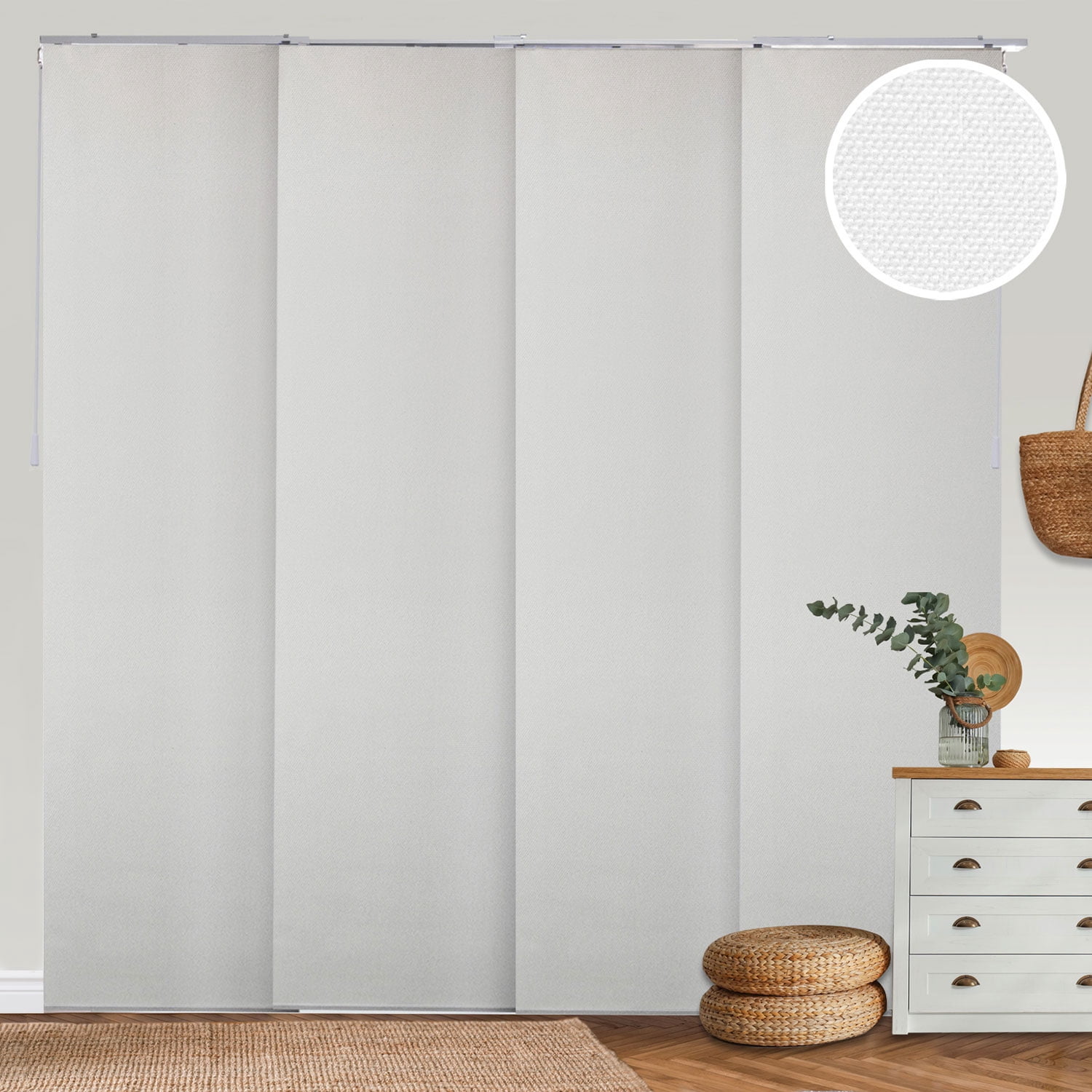 Chicology Adjustable Sliding Panel Blinds. Movie Night White, 46"-86"W ...