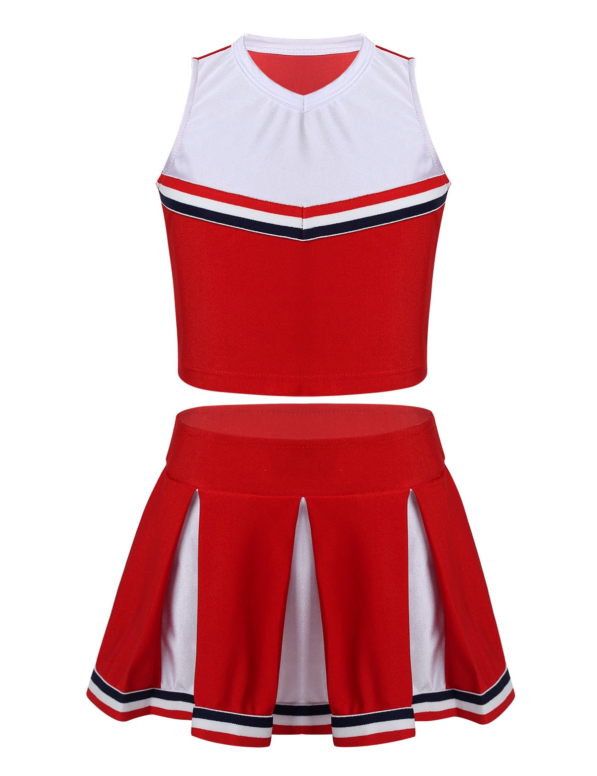 CHICTRY 2Pcs Girls Cheerleading Outfit Cropped Top with Skirt Set ...