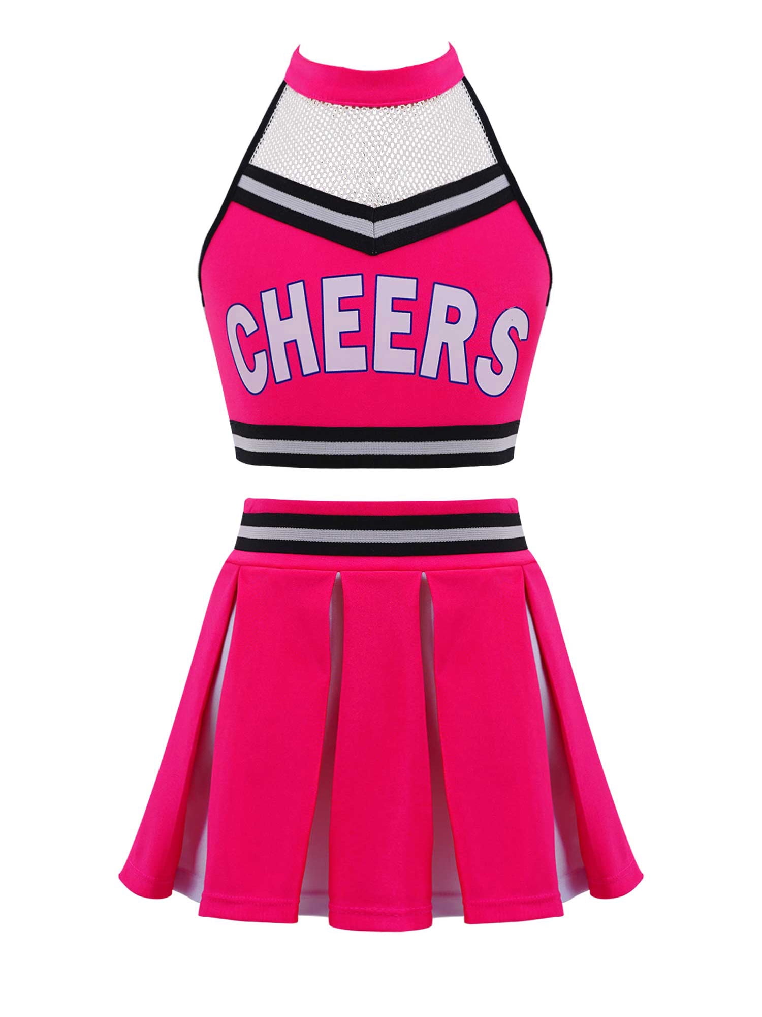 CHICTRY 2Pcs Girls Cheerleading Outfit Cropped Top with Skirt Set ...