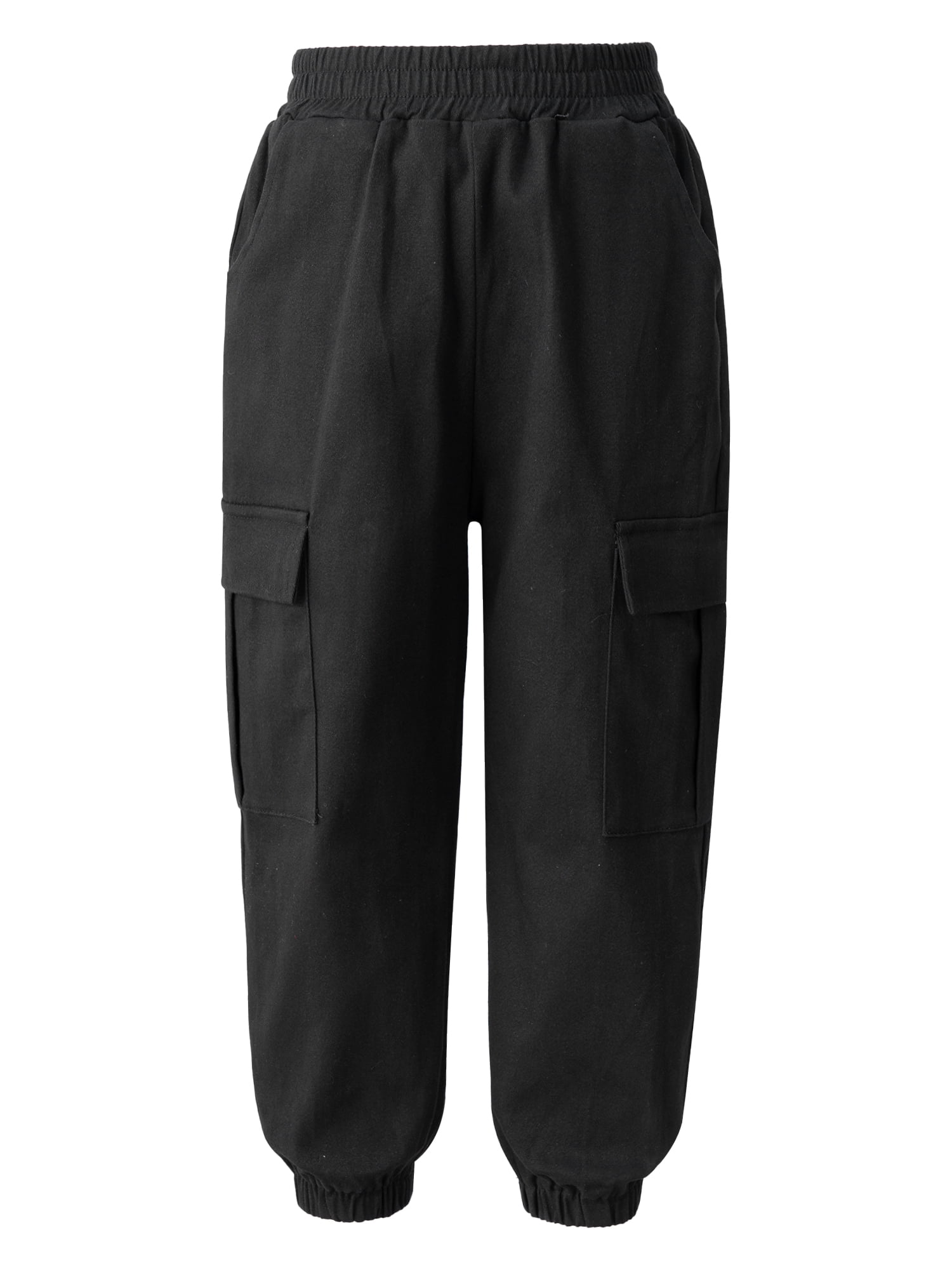 CHICTRY Boys Solid Color Cargo Pants Jogger Dungarees Sweatpants Black ...