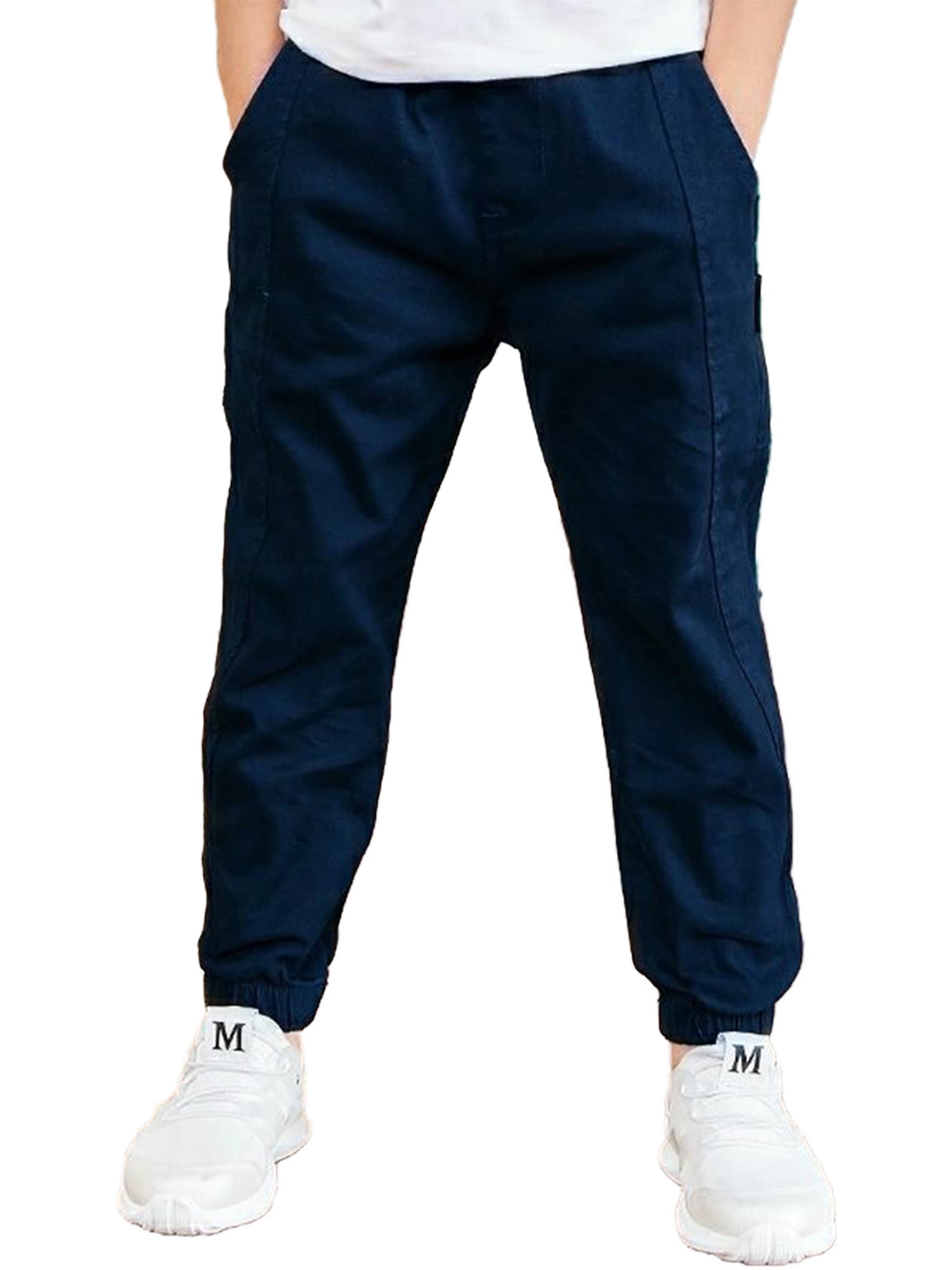 CHICTRY Boys Solid Color Cargo Pants Jogger Dungarees Sweatpants Navy ...