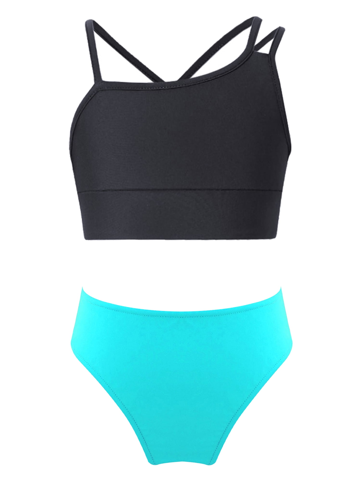 CHICTRY Girls 2-Piece Swimsuit Crop Top with Bikini Briefs Bathing Suit ...
