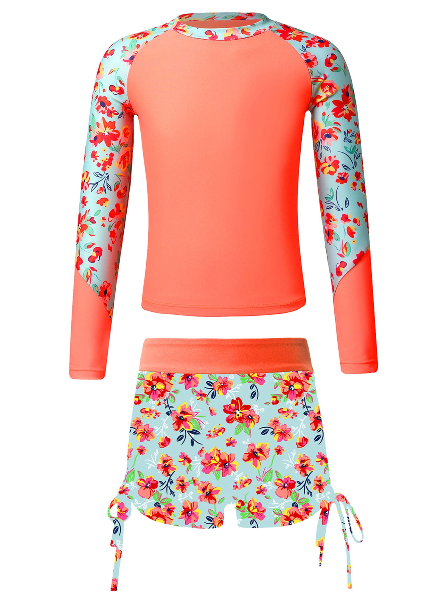 CHICTRY Girls 2Pcs Rash Guard Set Swimsuit Long Sleeve Tops with Side ...